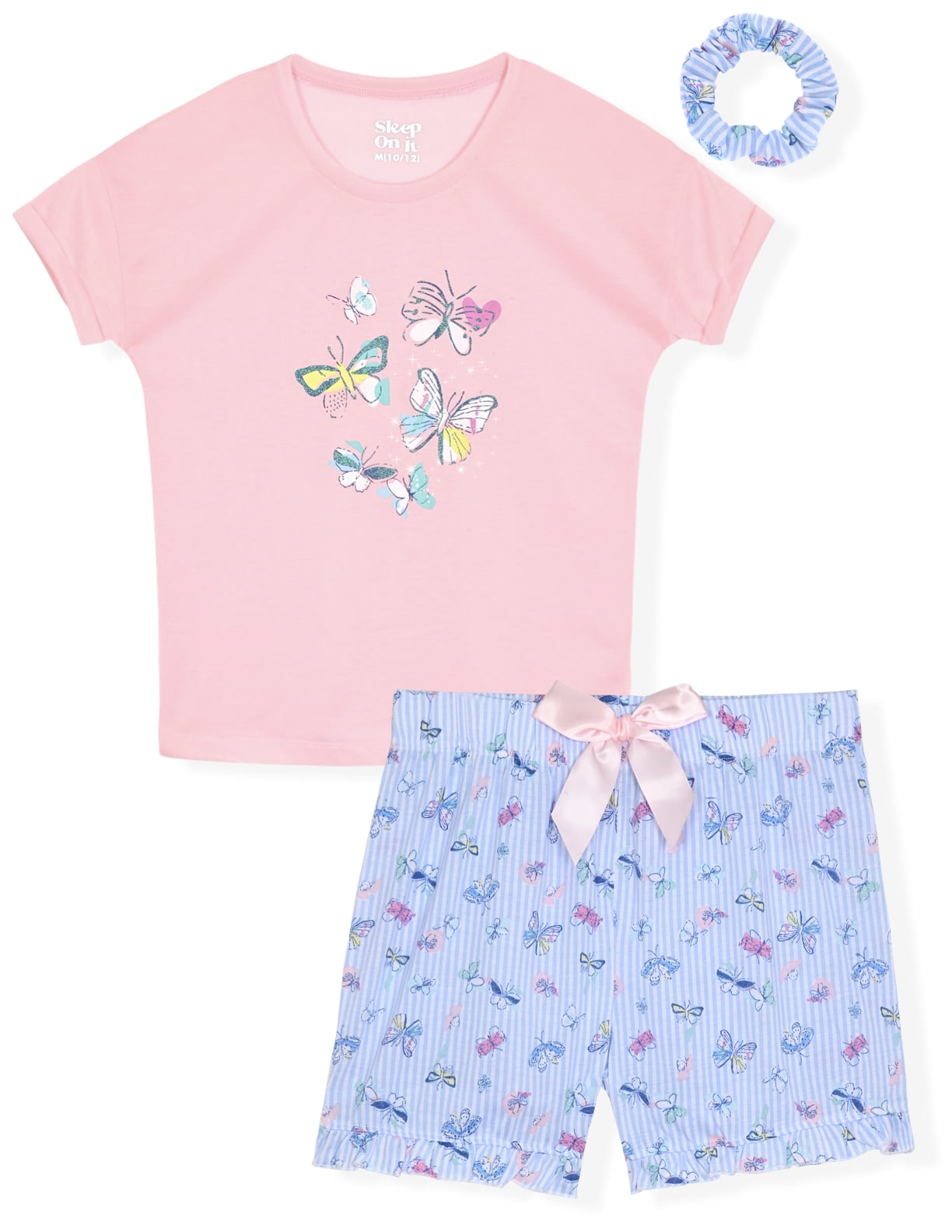 Sleep On It Girls 2-Piece Short-Sleeve Jersey Pajama Shorts Set with ...