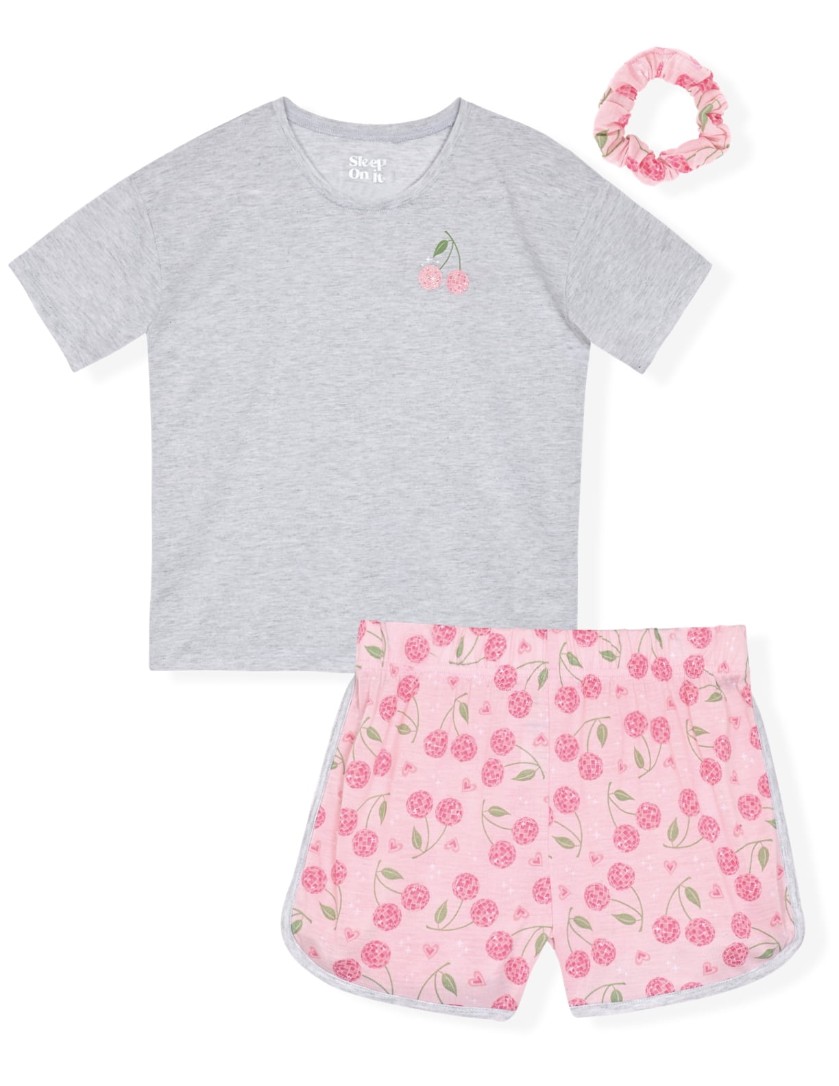 Sleep On It Girls 2-Piece Short-Sleeve Jersey Pajama Shorts Set with ...
