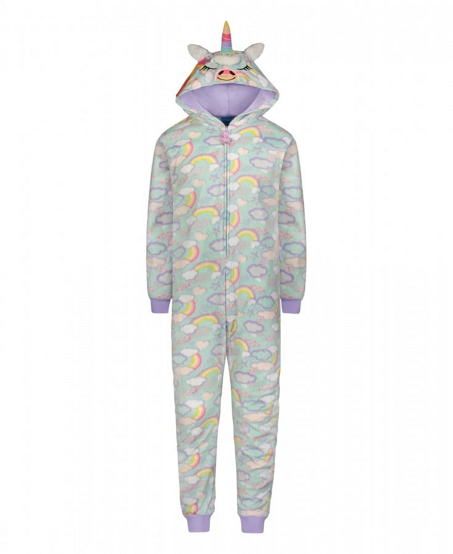 Sleep On It Girls Clouds & Rainbows Zip-Up Hooded Sleeper Pajama with ...