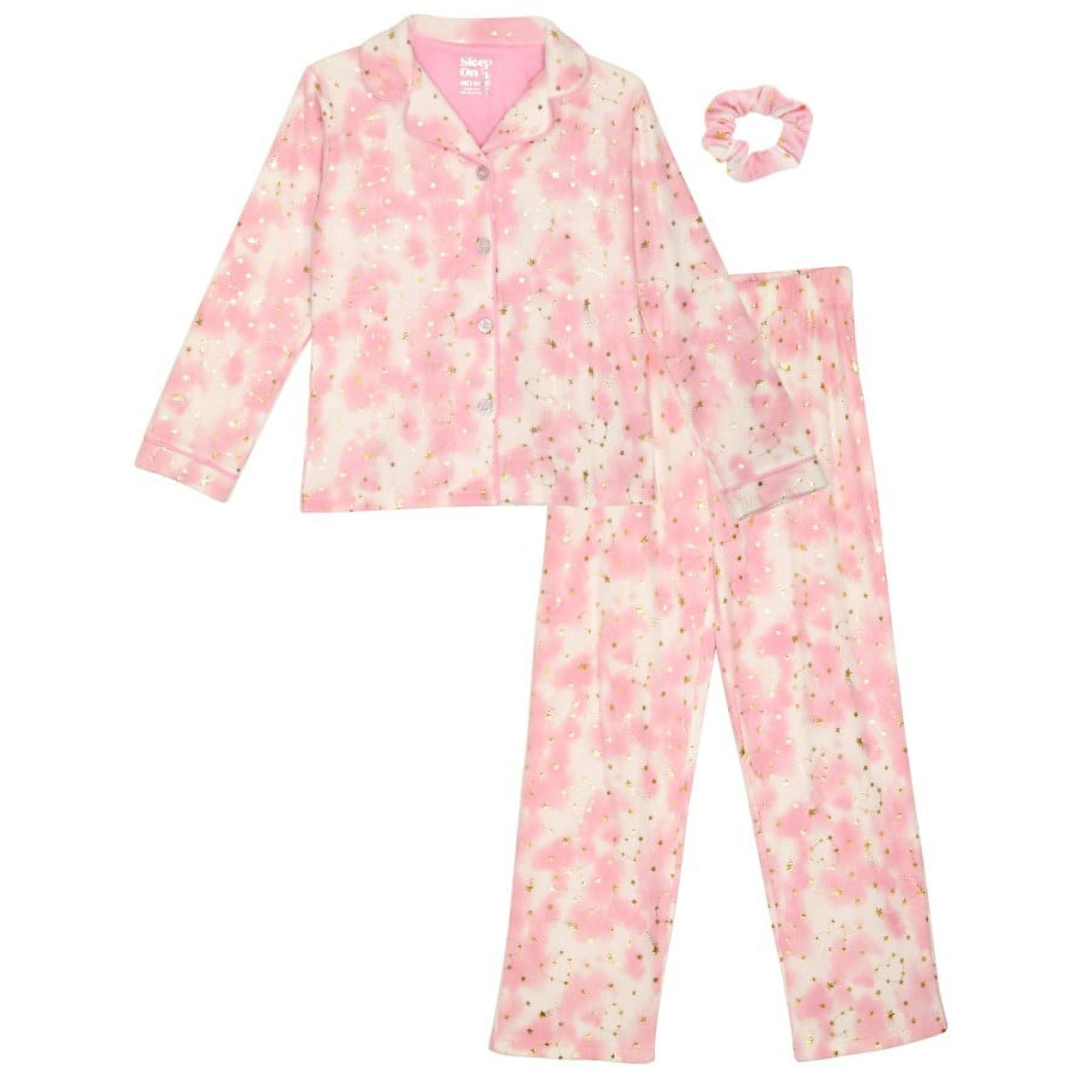 Sleep On It Girls Fleece 2-Piece Button-Front Coat Pajama Set with ...