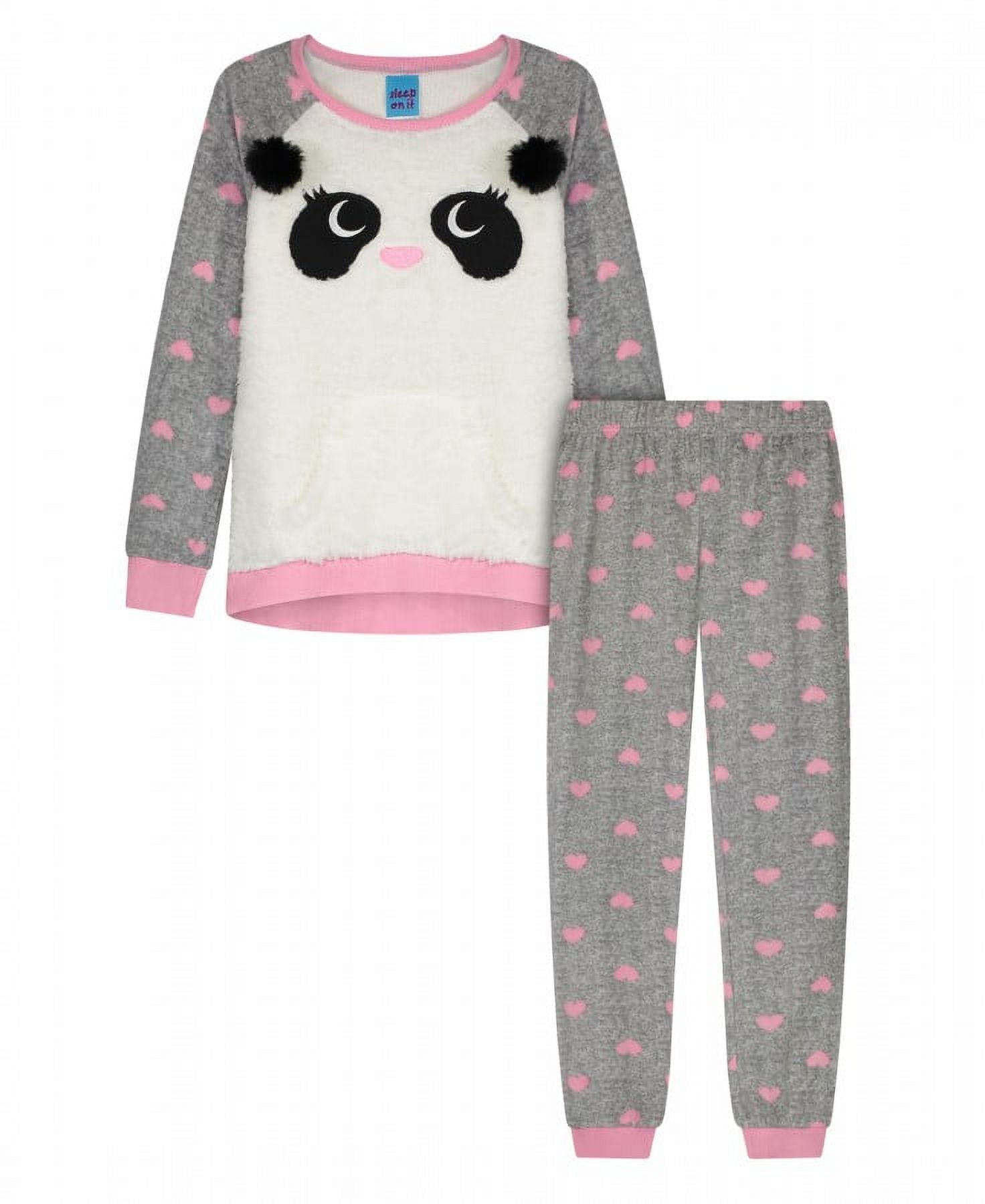 Sleep On It Girls Fuzzy Panda Soft Novelty Fleece 2-Piece Pajama Sleep ...