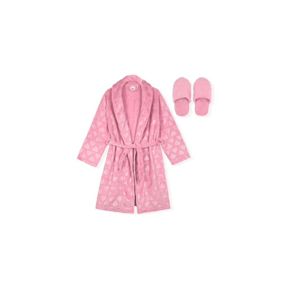 Sleep On It Girls Plush Flannel Fleece Collar Robe Set with Matching ...