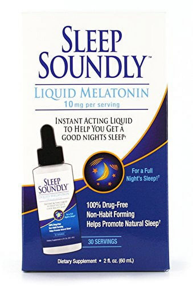 Sleep Soundly Liquid Melatonin 10mg, Instant Acting Sleep Formula, 30 ...