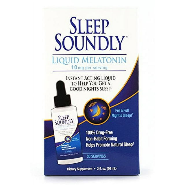 Sleep Soundly Liquid Melatonin 10mg, Instant Acting Sleep Formula, 30 ...