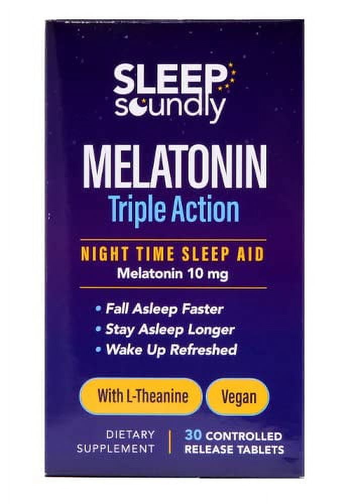 Sleep Soundly Melatonin Triple Action, with L-Theanine, Fall Asleep ...