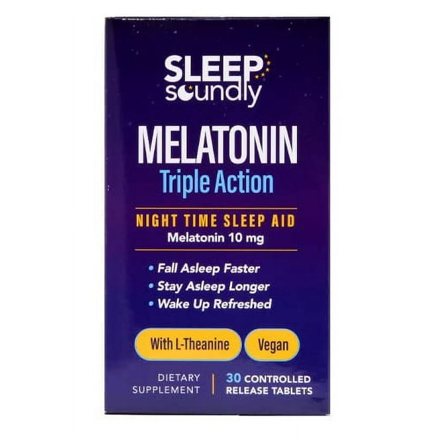 Sleep Soundly Melatonin Triple Action, with L-Theanine, Fall Asleep ...