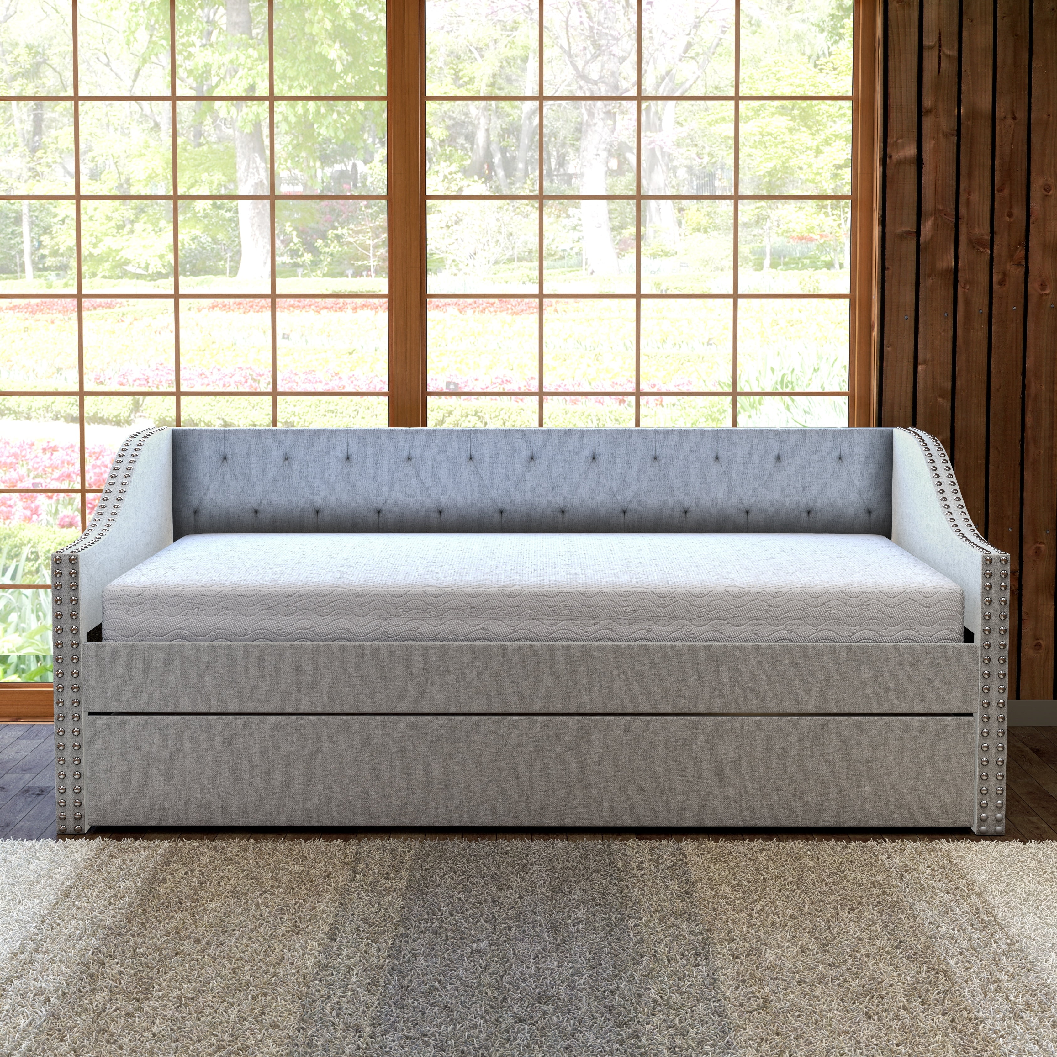 Sleep Sync Boyd Sleep Manchester Linen Upholstered Twin Daybed with ...