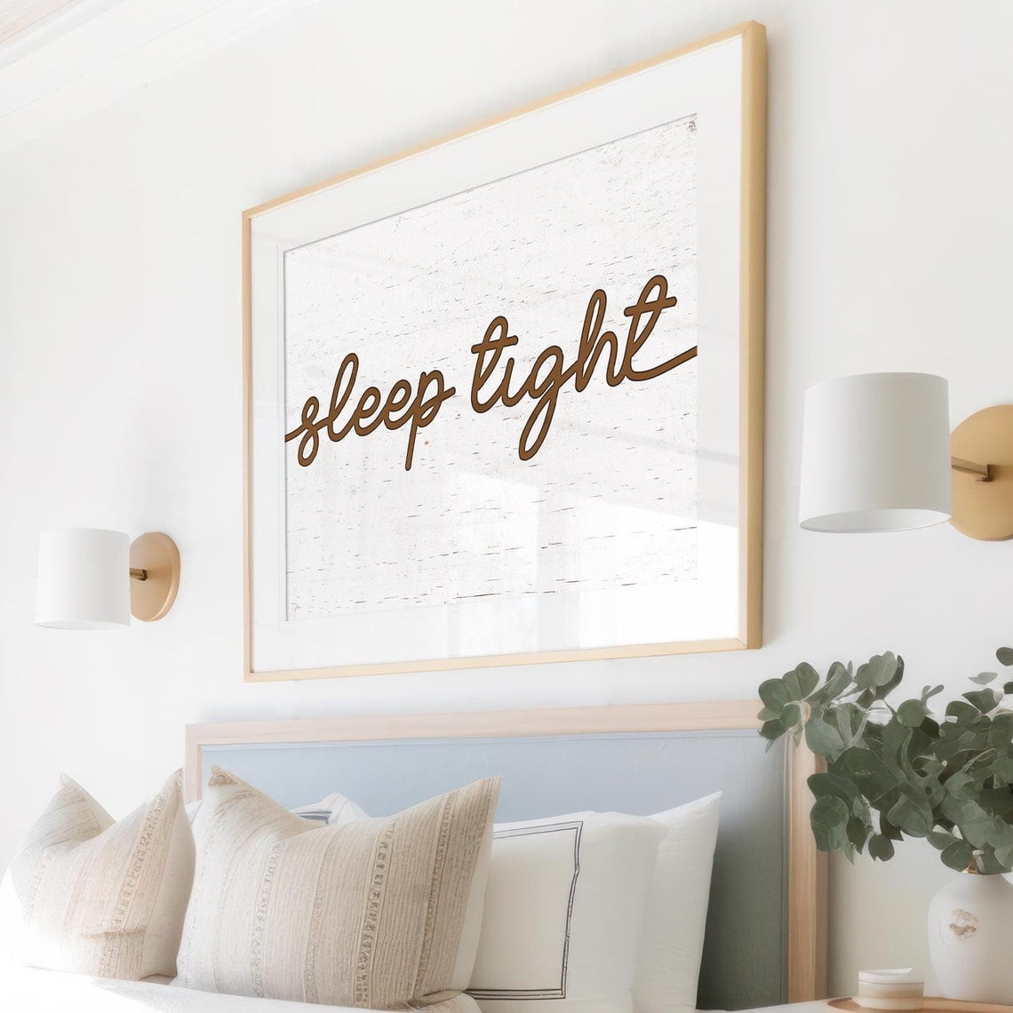 Sleep Tight Rustic Wall Art - Brown Script Bedroom Poster - Farmhouse ...