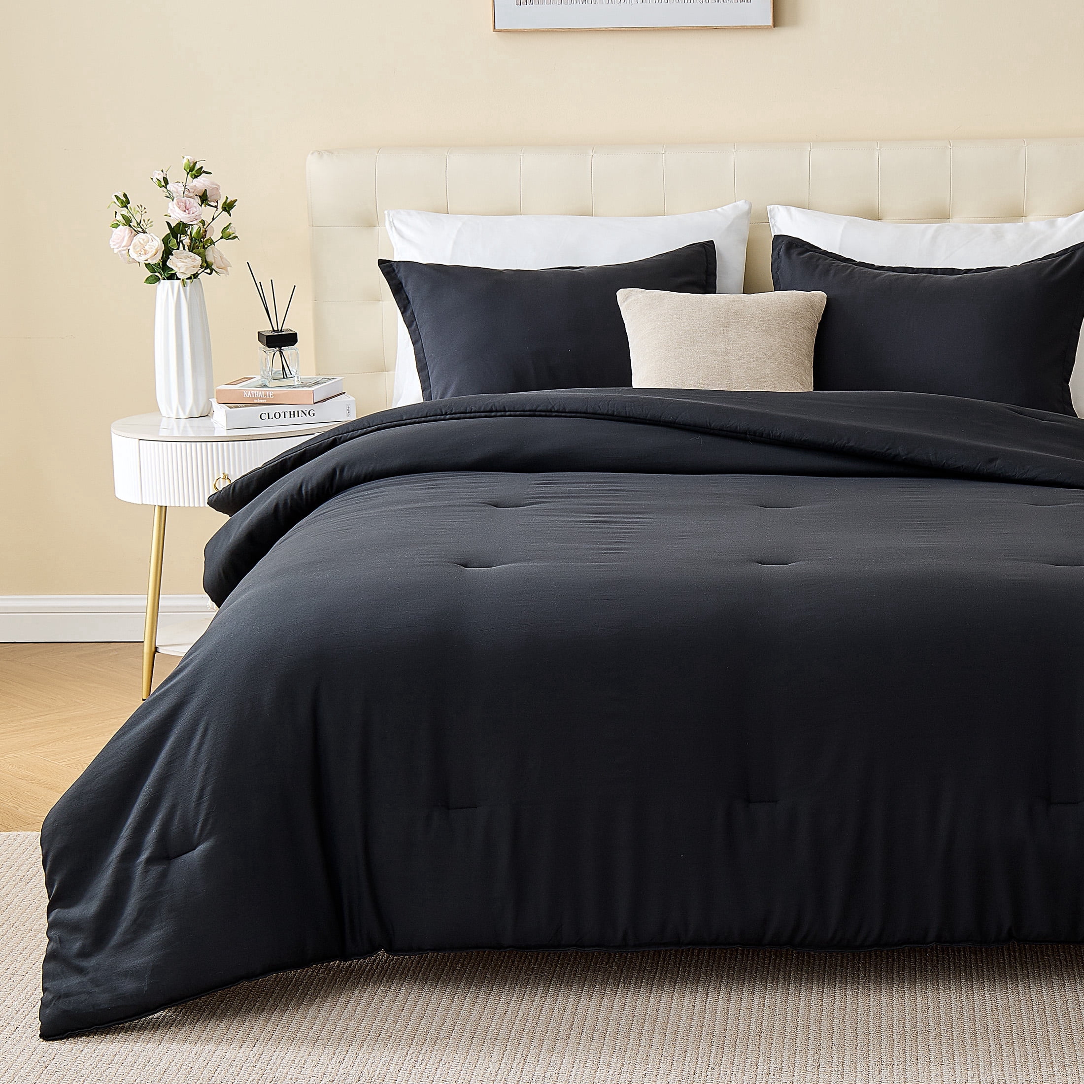 Sleep Zone 85gsm Luxury Plush Solid Microfiber Comforter Set, All ...