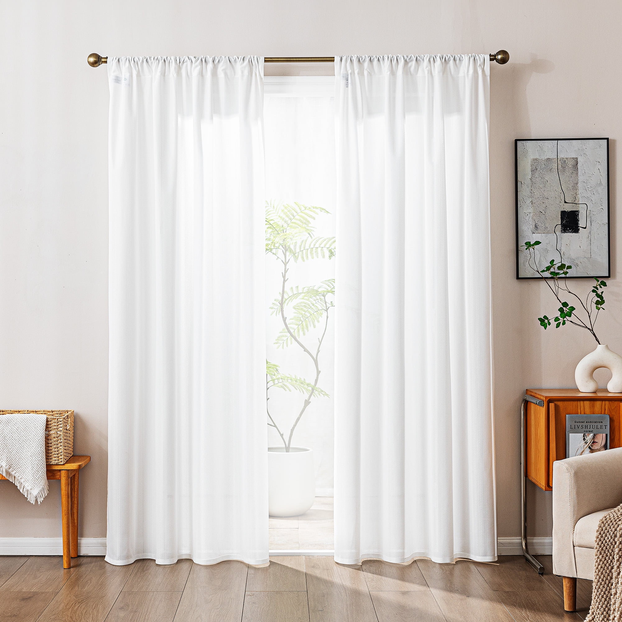 Sleep Zone Non-See-Through Privacy Sheer Curtains, Light Filtering ...