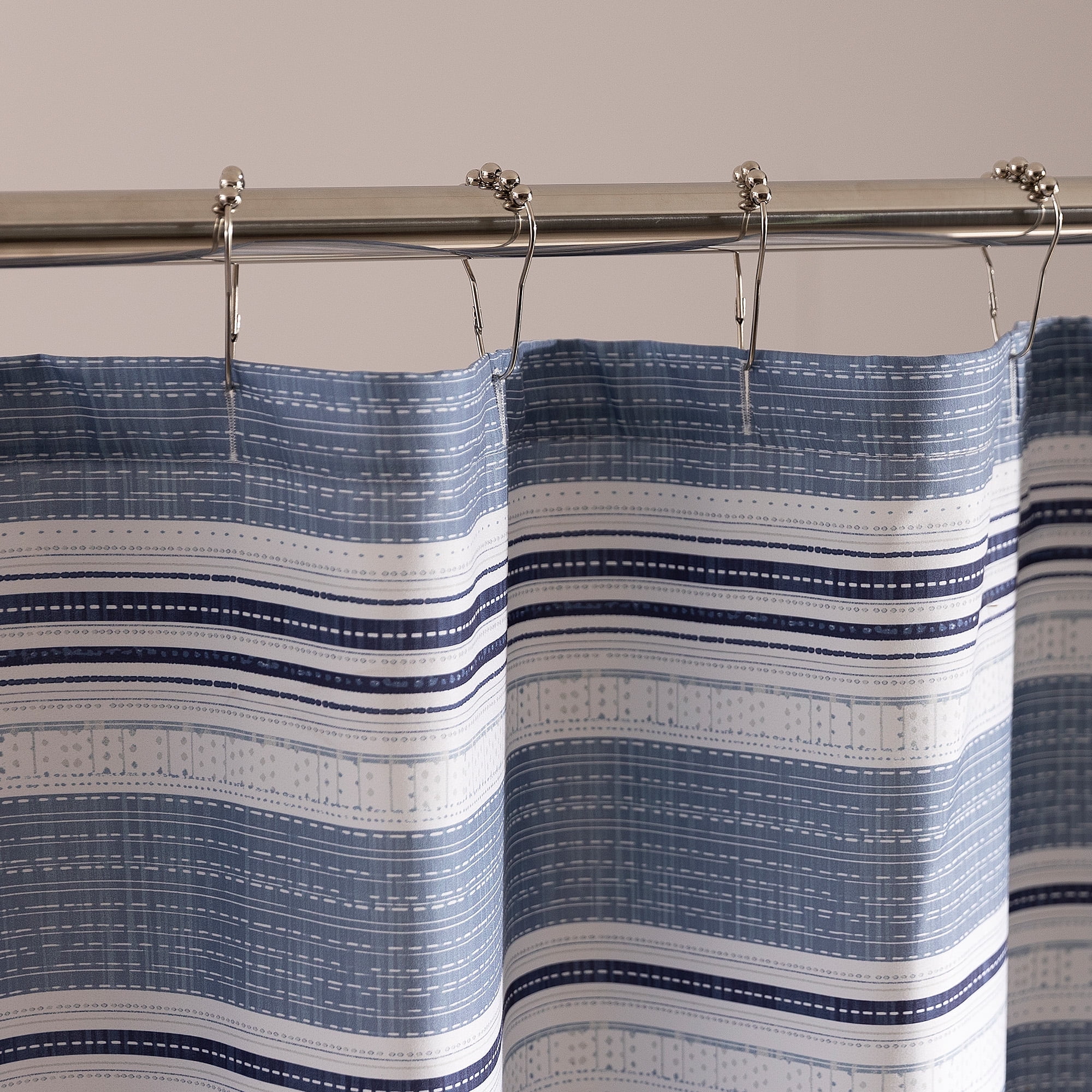 Sleep Zone Grey Striped Shower Curtain Waterproof Curtains for Bathroom ...