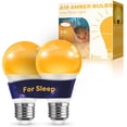 Sleep aid Amber Light Bulbs, Blue Light Blocking, A19 9W(60 Watt Equivt ...
