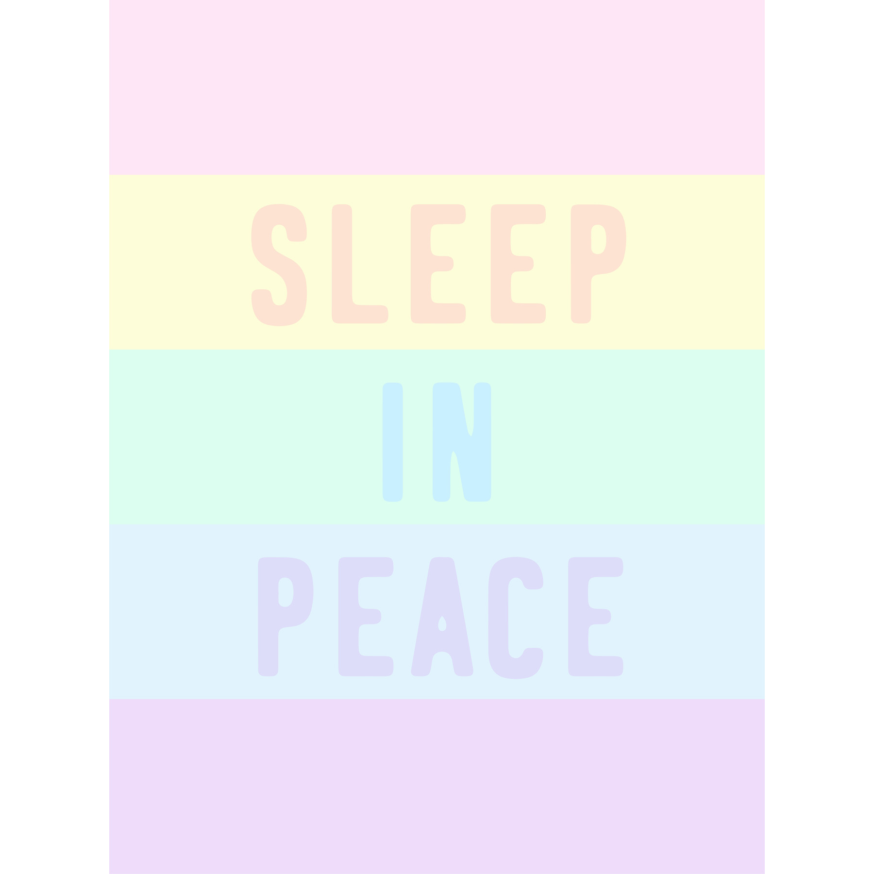 Sleep in Peace Cute Pastel Typography Extra Large XL Wall Art Poster ...