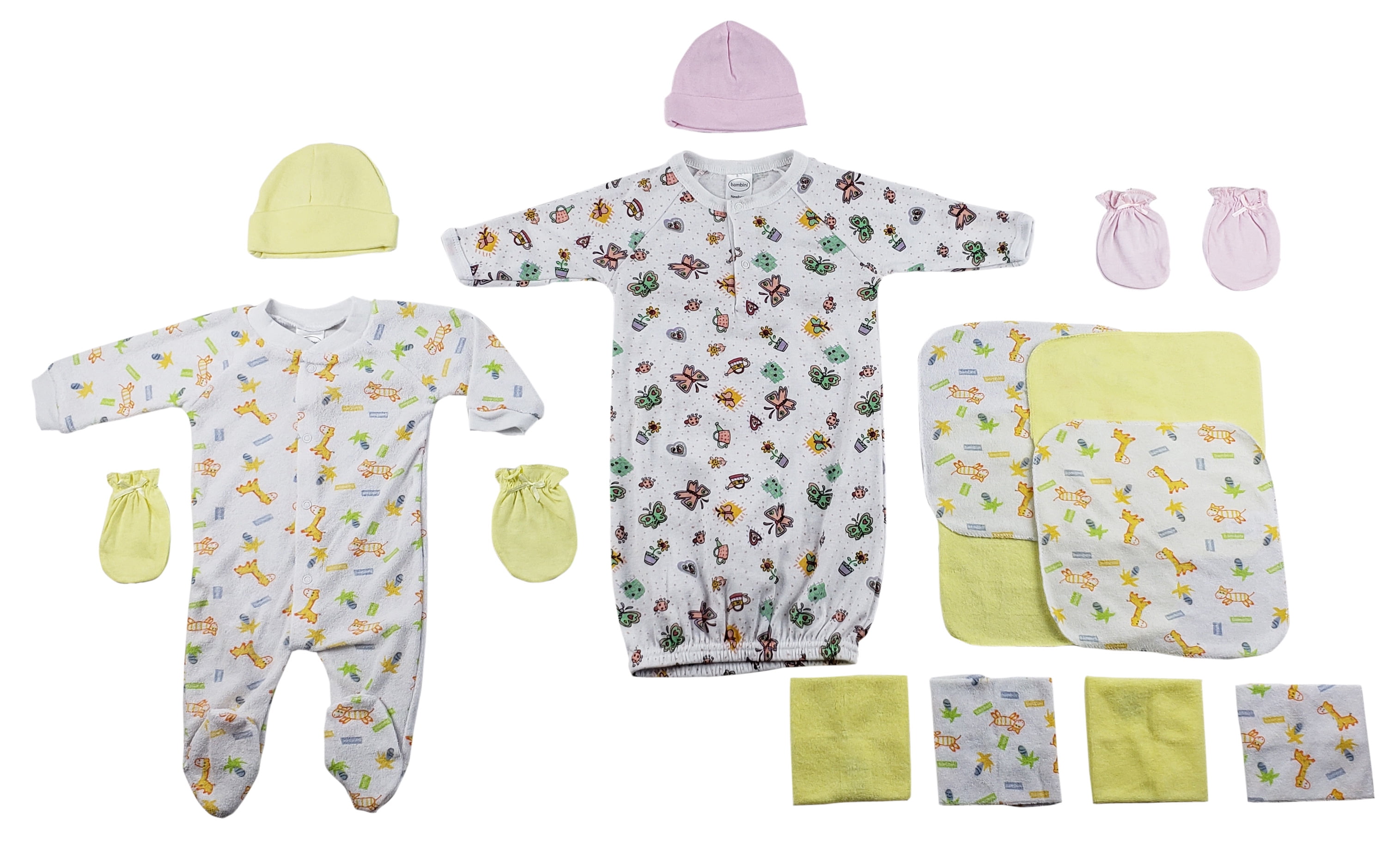 Sleep-n-Play, Gown, Caps, Mittens and Washcloths - 14 pc Set - Walmart.com