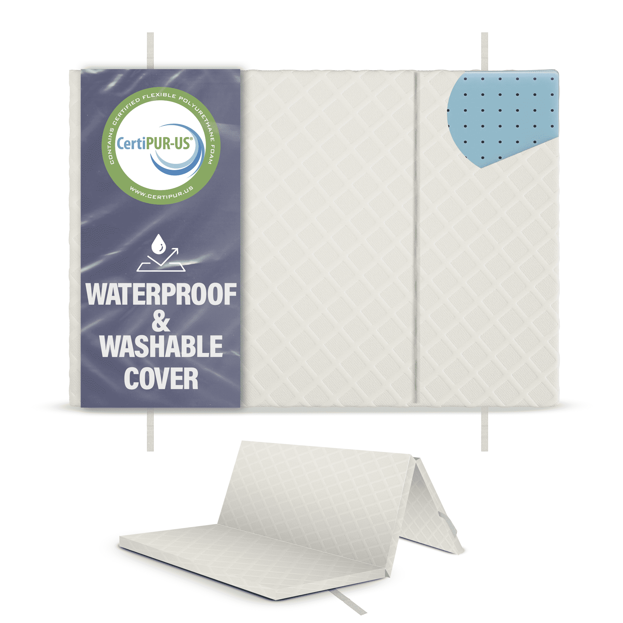 Sleepah Pack and Play Mattress Waterproof & Washable Cover Foldable Tri ...