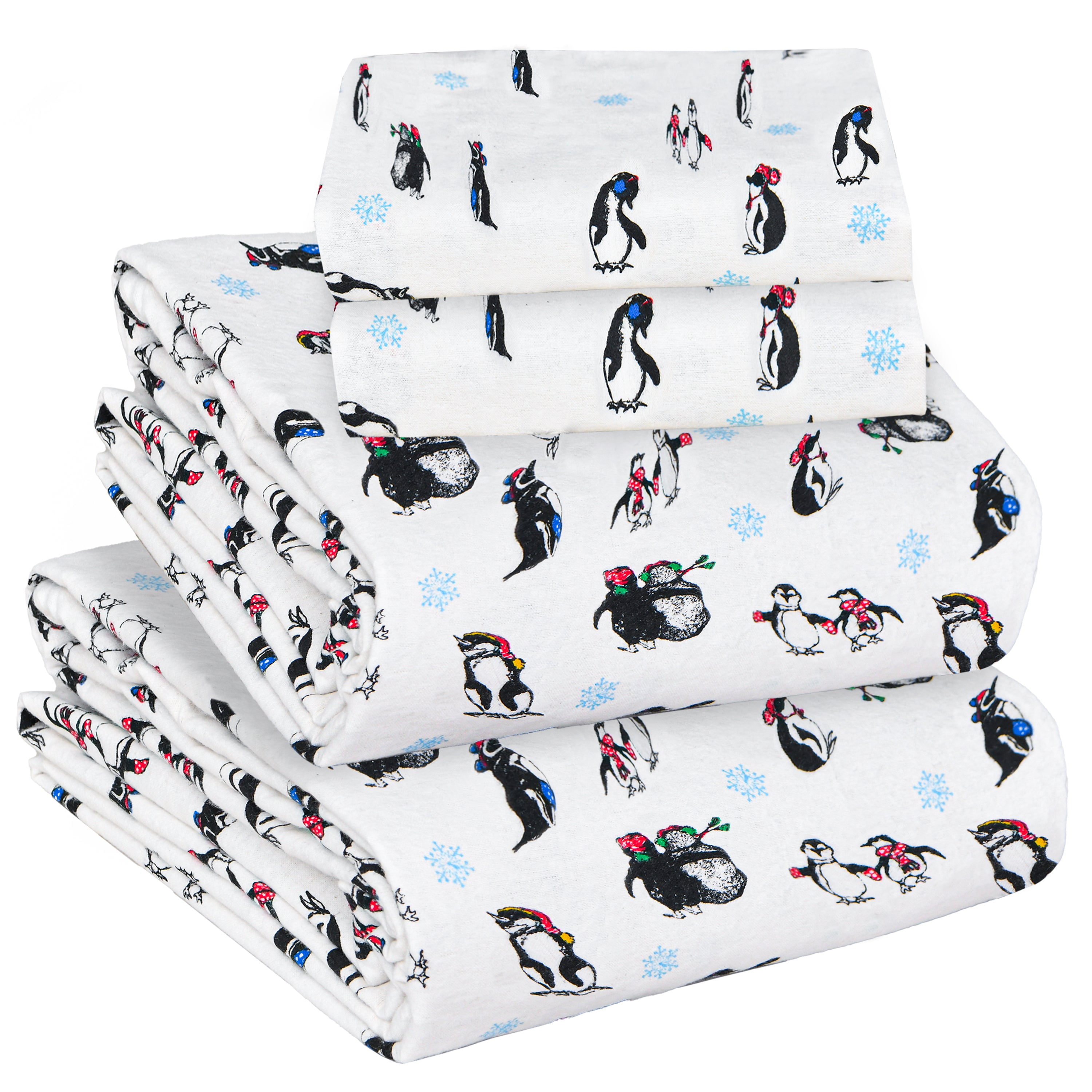 Sleepdown 100% Cotton Flannel Sheets Queen Size Bed Sheets Set with ...