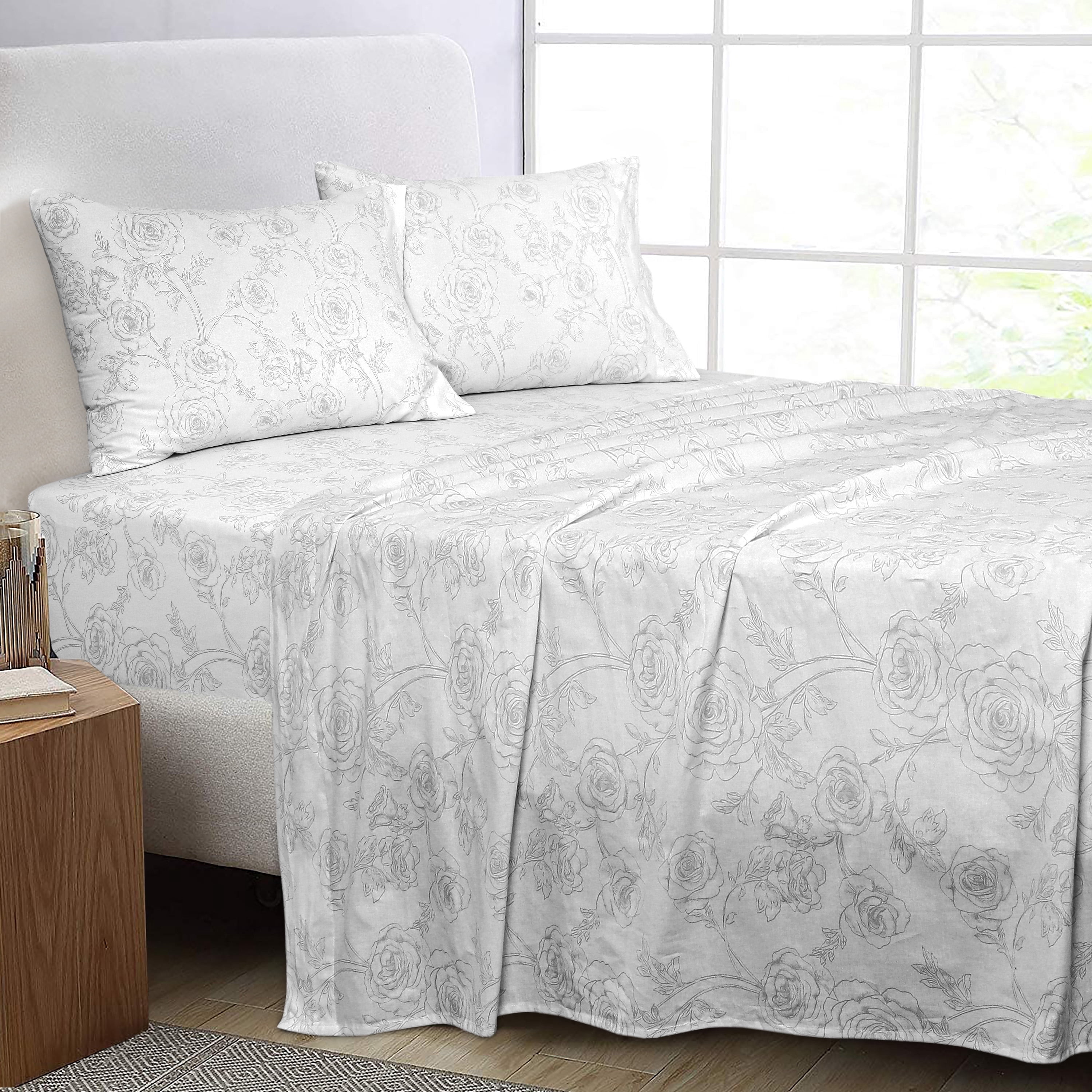 Sleepdown 100% Cotton Full Size Bed Sheets Set with Deep Pockets, Cozy ...