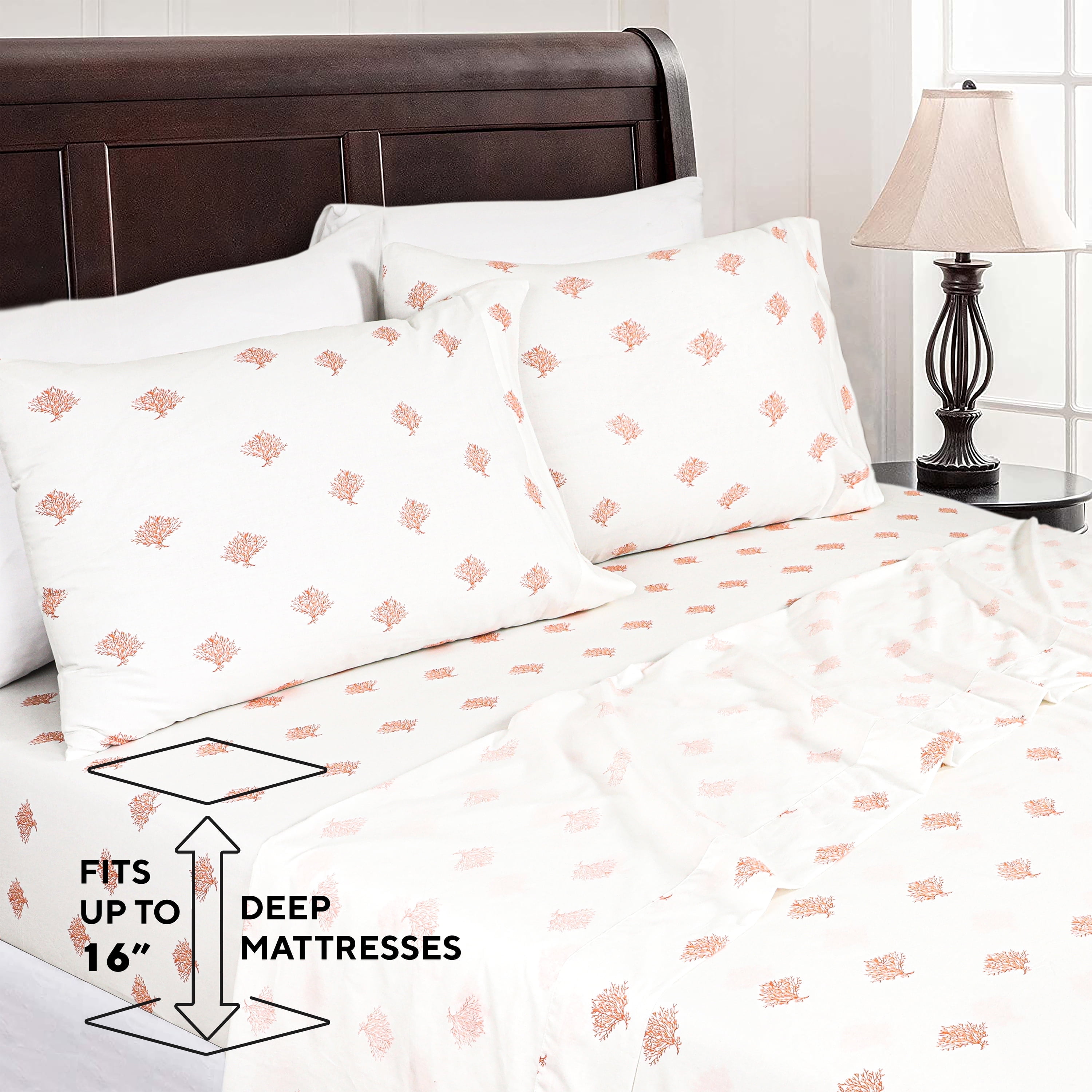 Sleepdown 100% Cotton King Size Bed Sheets Set with Deep Pockets, Cozy ...