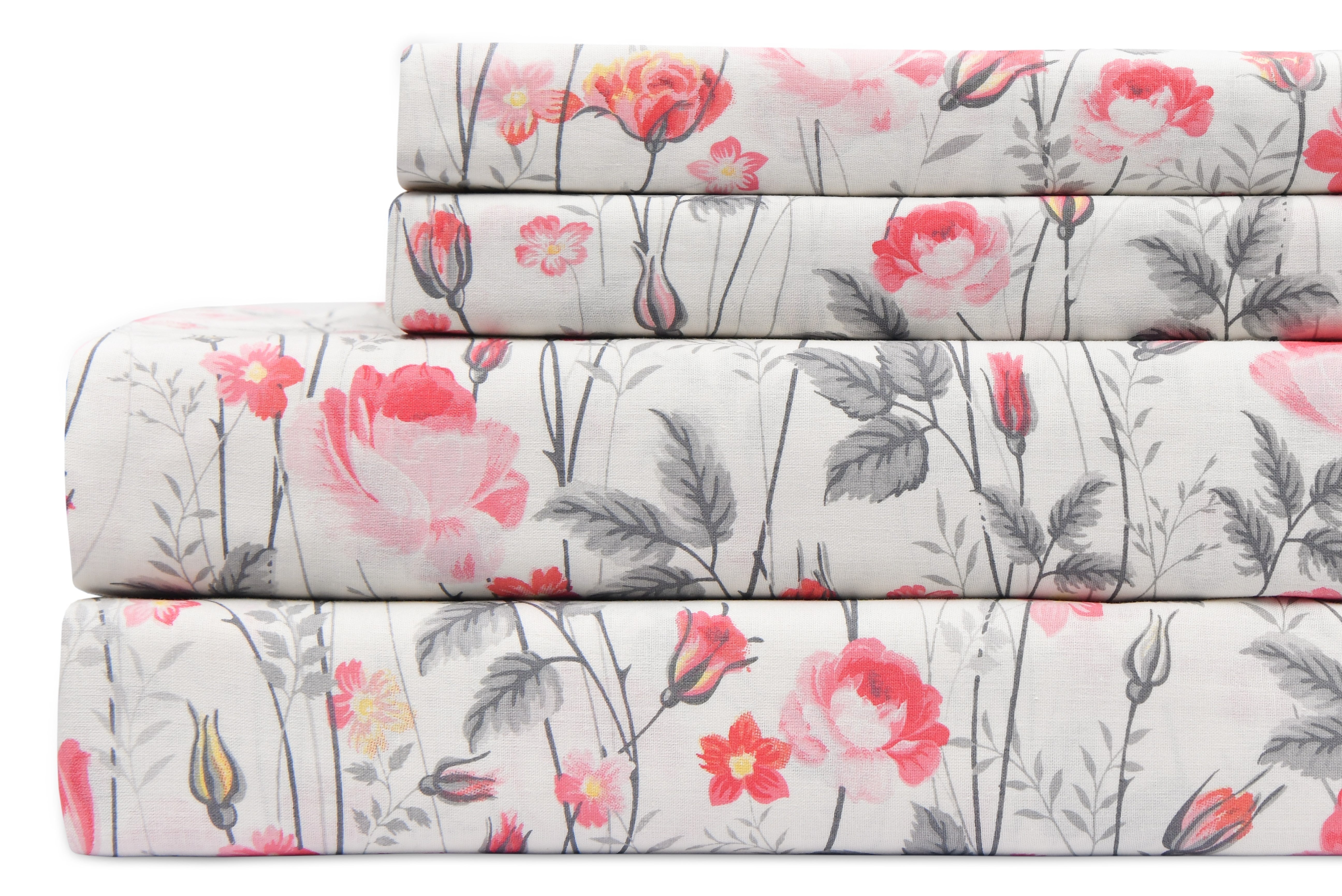 Sleepdown 100% Cotton Full Size Bed Sheets Set with Deep Pockets, Cozy ...