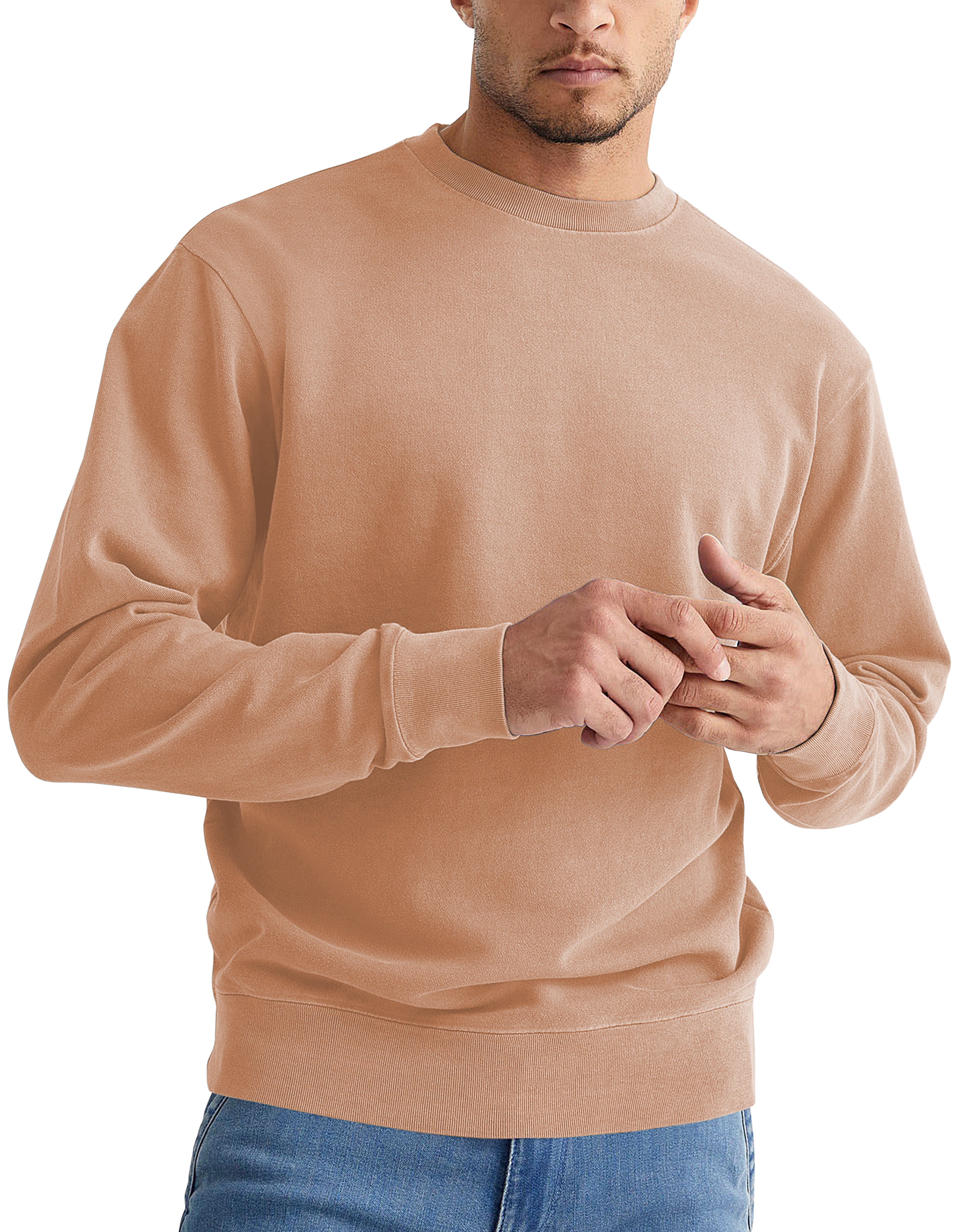 Sleepdown Men's Crewneck Sweatshirt, Soft Midweight Long Sleeve Fleece ...