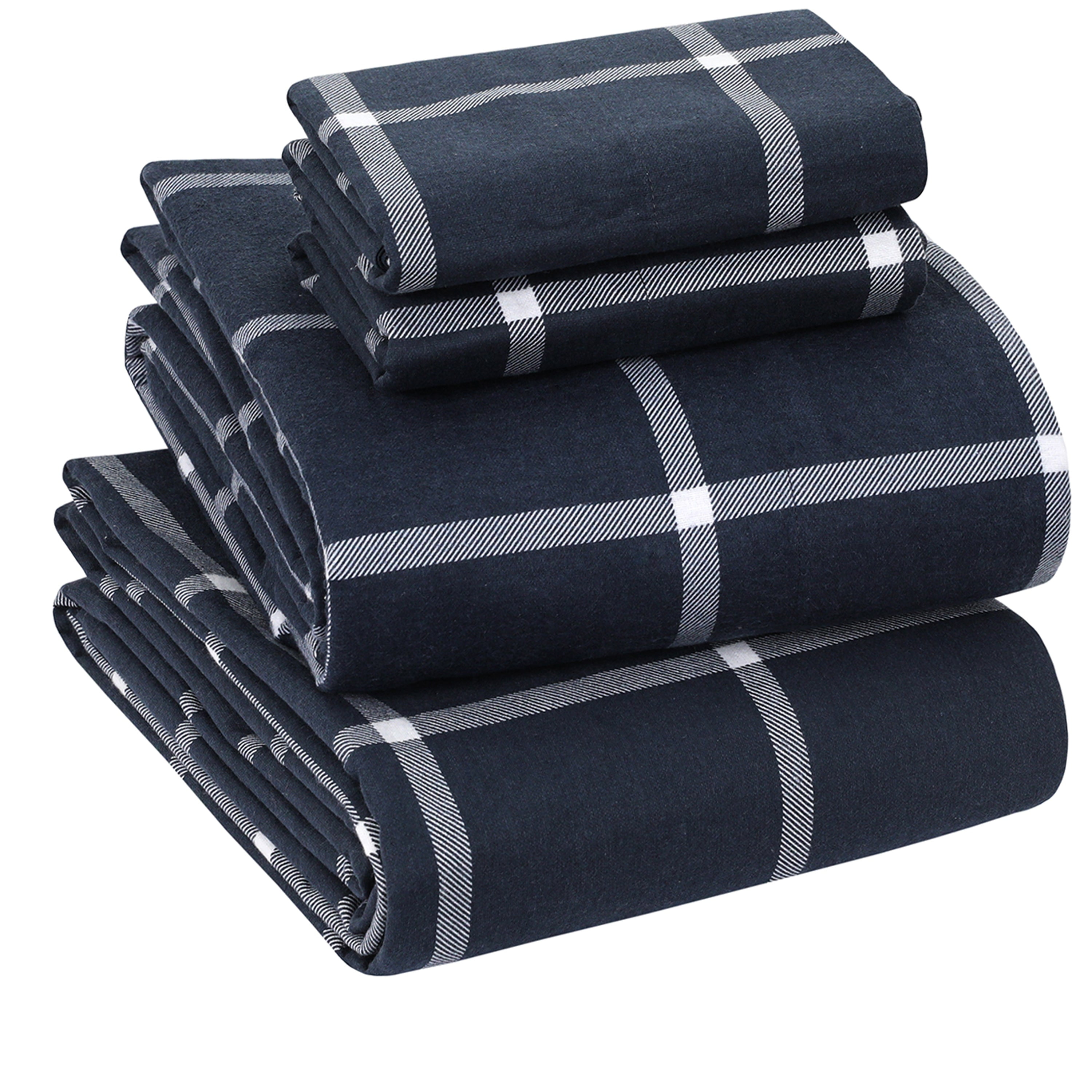 Sleepdown Twin XL Sheets - 100% Cotton Flannel Bed Sheets Set with Deep ...