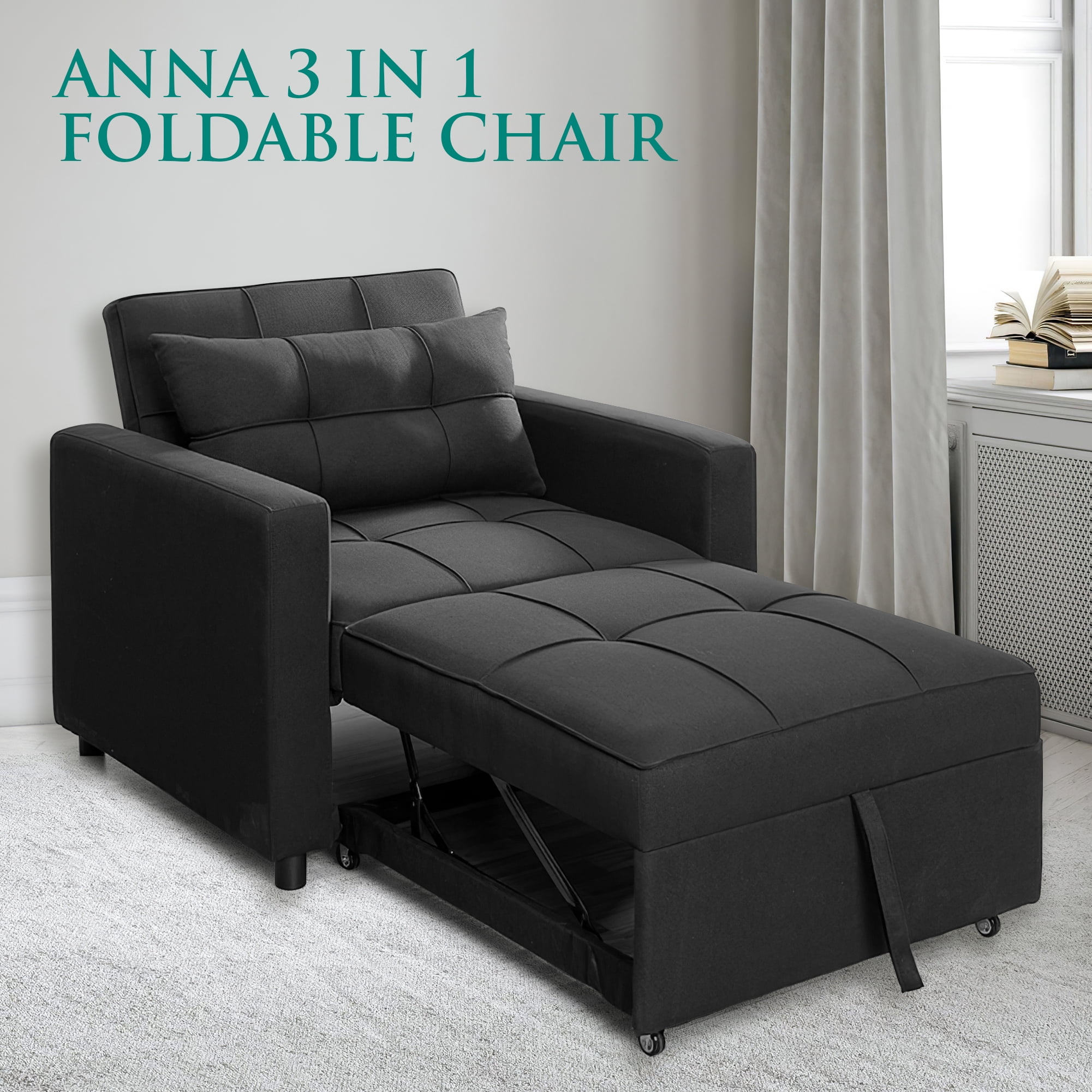Naomi Home Anna 3-in-1 Sleeper Chair, Pull Out Sofa Bed with Pillow ...