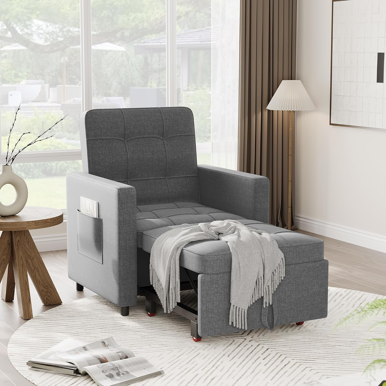 Sleeper Chair - 3-in-1 Convertible Sleeper Chair, Iron Frame Sofa Bed ...