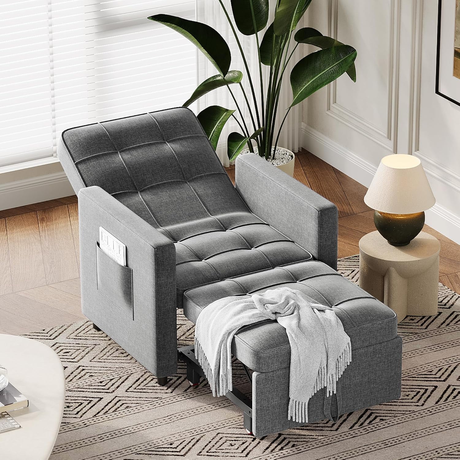 Sleeper Chair Pull Out Bed, 3-in-1 Sofa Bed Chair, 5 Gears Adjustable ...