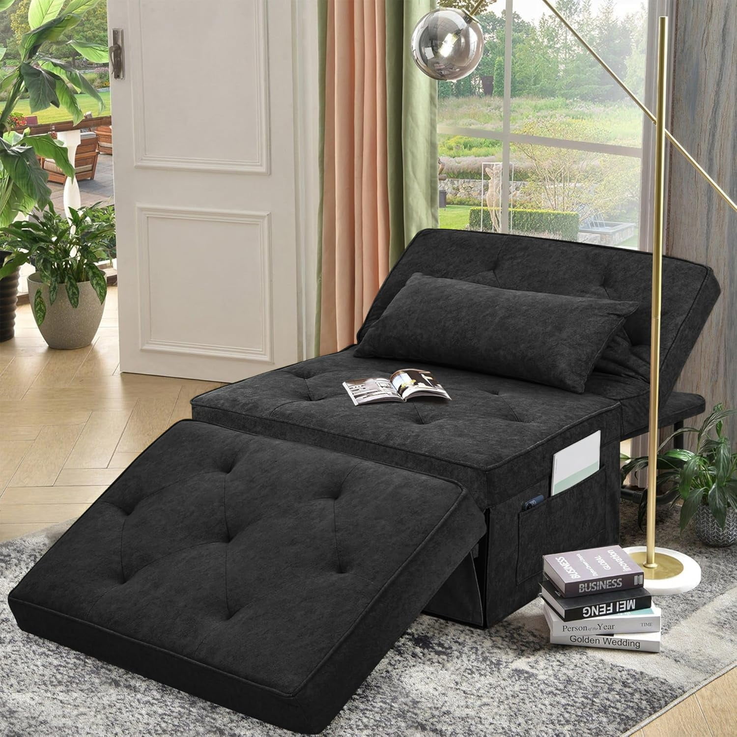 Sleeper Ottoman Bed Chair 4 in 1 Folding Ottoman Chair Bed with ...