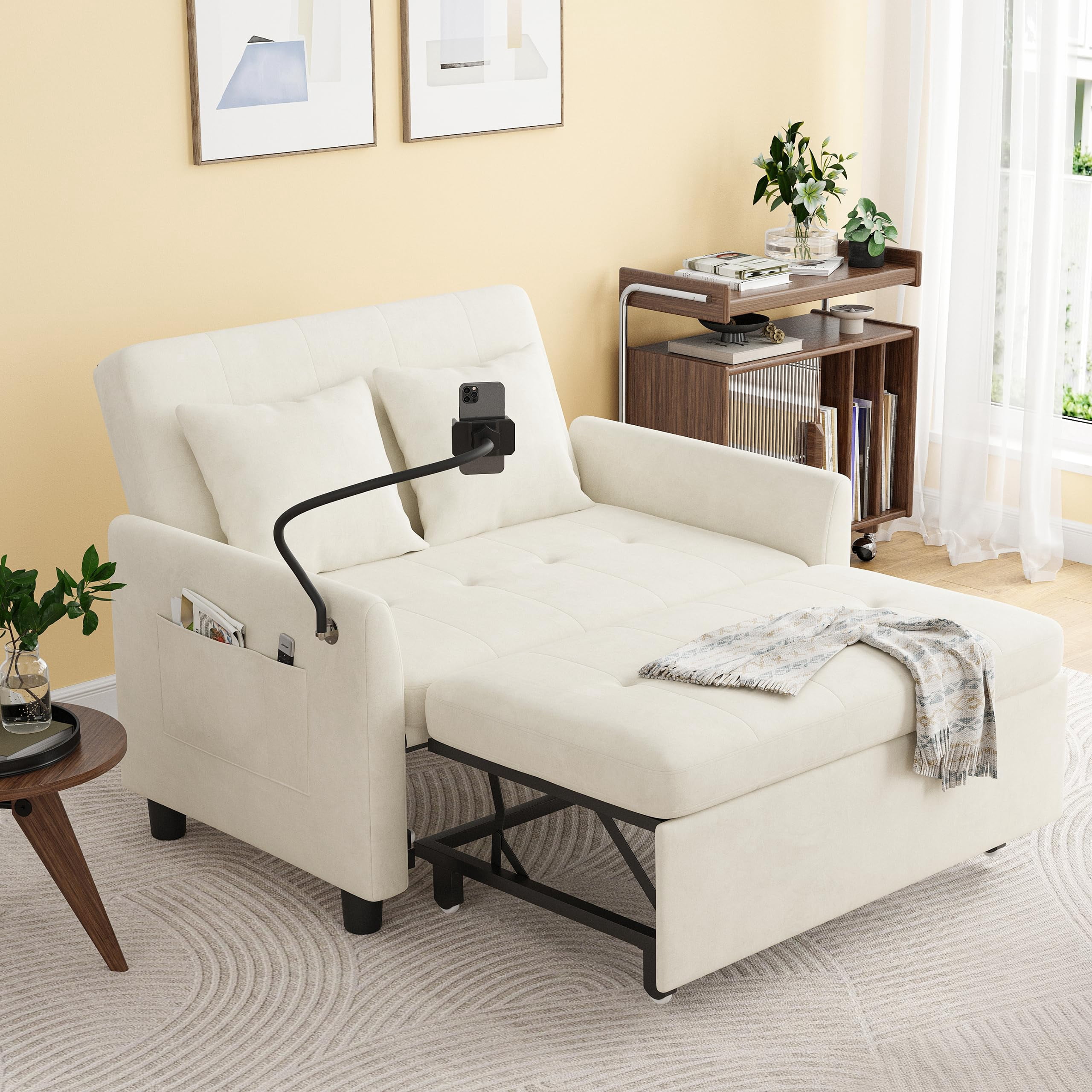 Sleeper Sofa Bed, 3 in 1 Convertible Couch Bed Pull Out, Small Loveseat ...