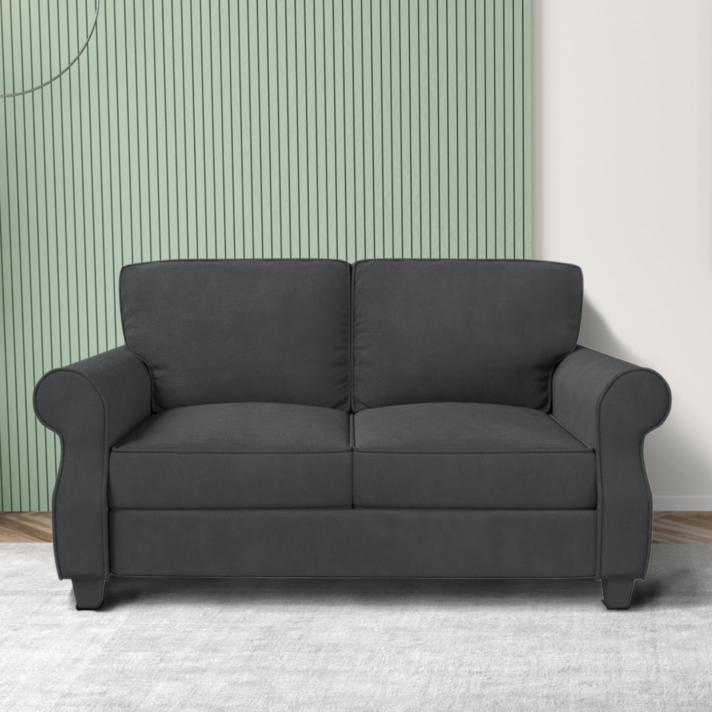 Sectional Love Seat Sofa, 2 Seater Sofa Couch with Solid Wood Frame ...