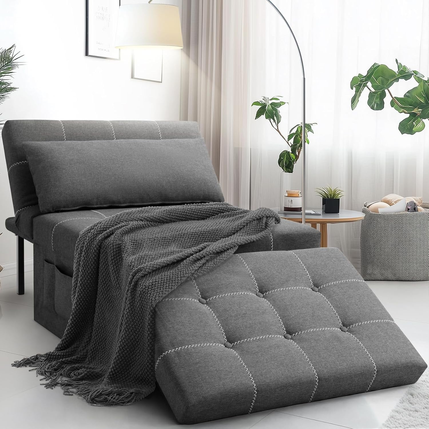 Sleeper Sofa Chair Bed, 4 in 1 Multi-Function Folding Ottoman ...