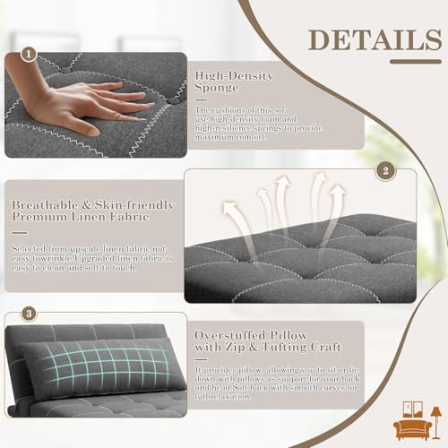 Sleeper Sofa Chair Bed, 4 in 1 Multi-Function Folding Ottoman ...