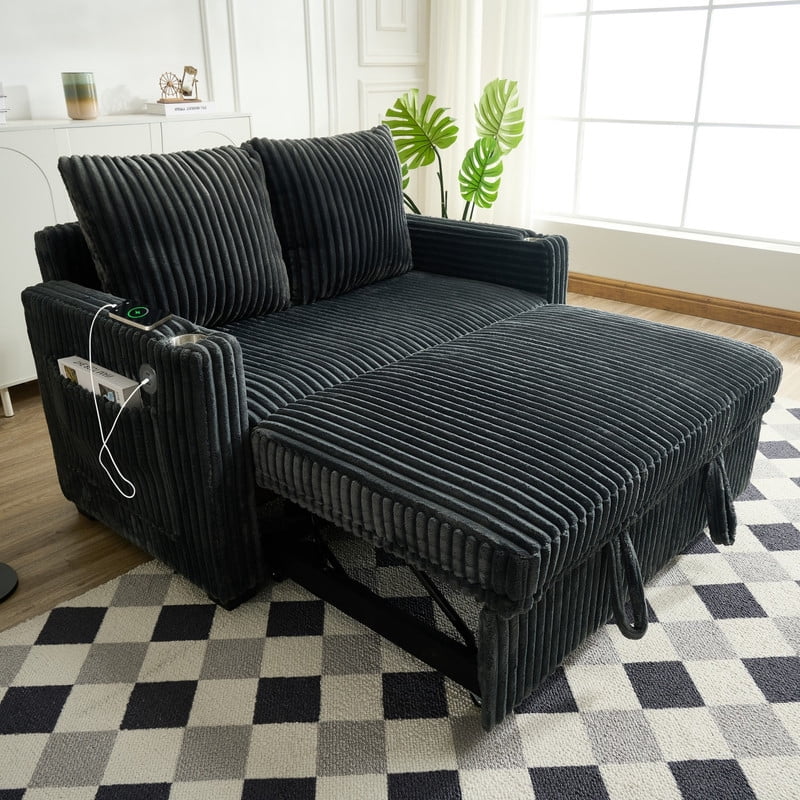 Sleeper Sofa Couch with Pull Out Bed - Modern Corduroy Convertible ...