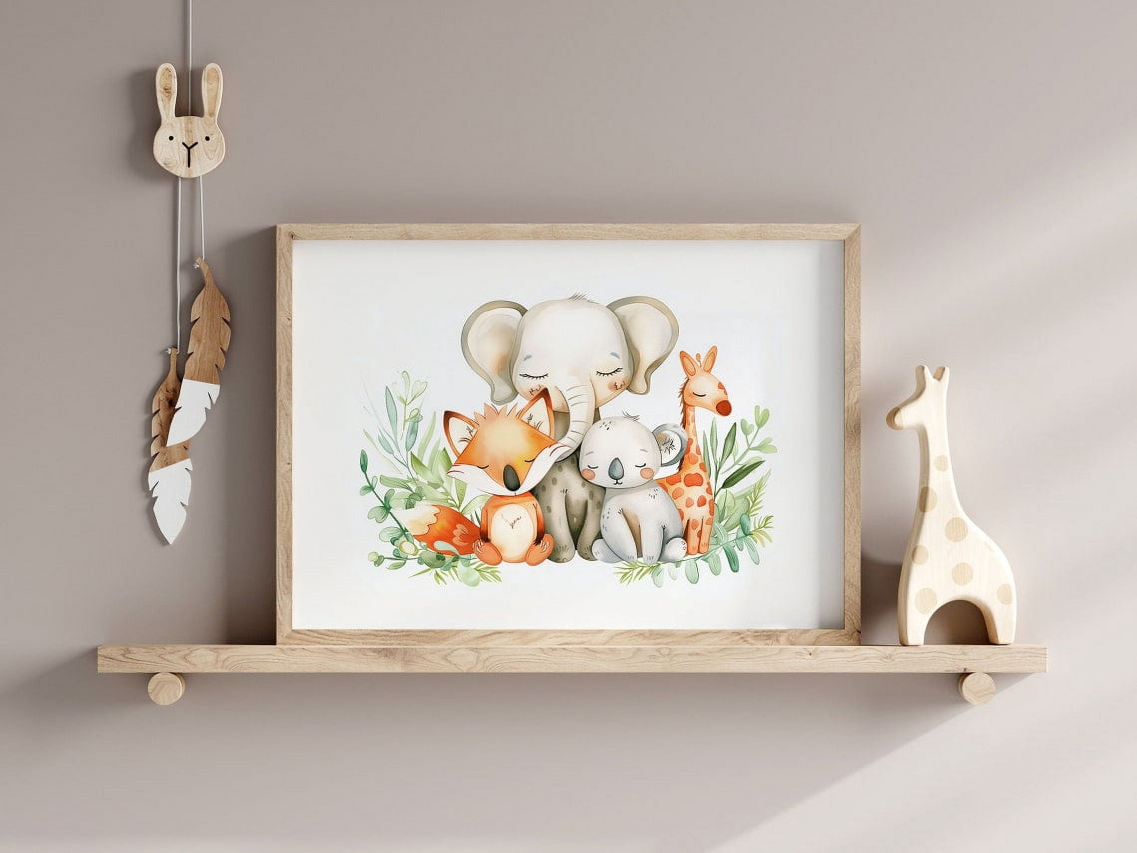 Sleeping Animals Nursery Wall, Kids Room Animal Decor, Cute Koala Fox ...