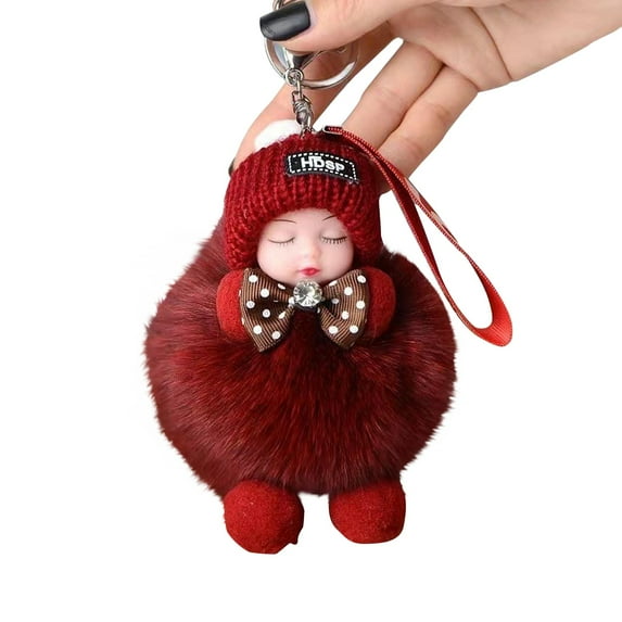 Sleeping Baby Keychain Soft Small Decorations Charm Accessories Keyring ...