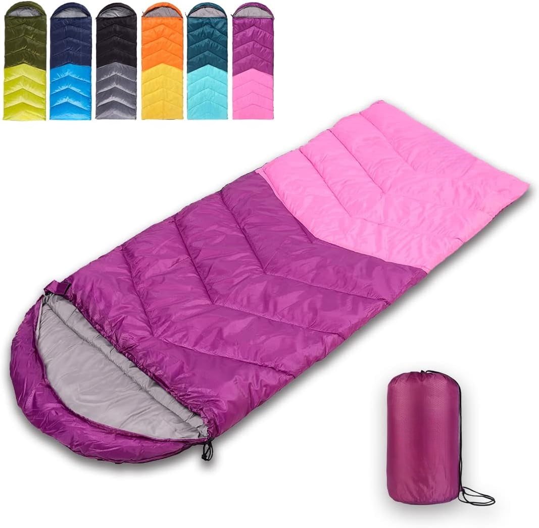 Sleeping Bag 4 Seasons Adults & Kids for Camping Hiking Trips Warm Cool ...