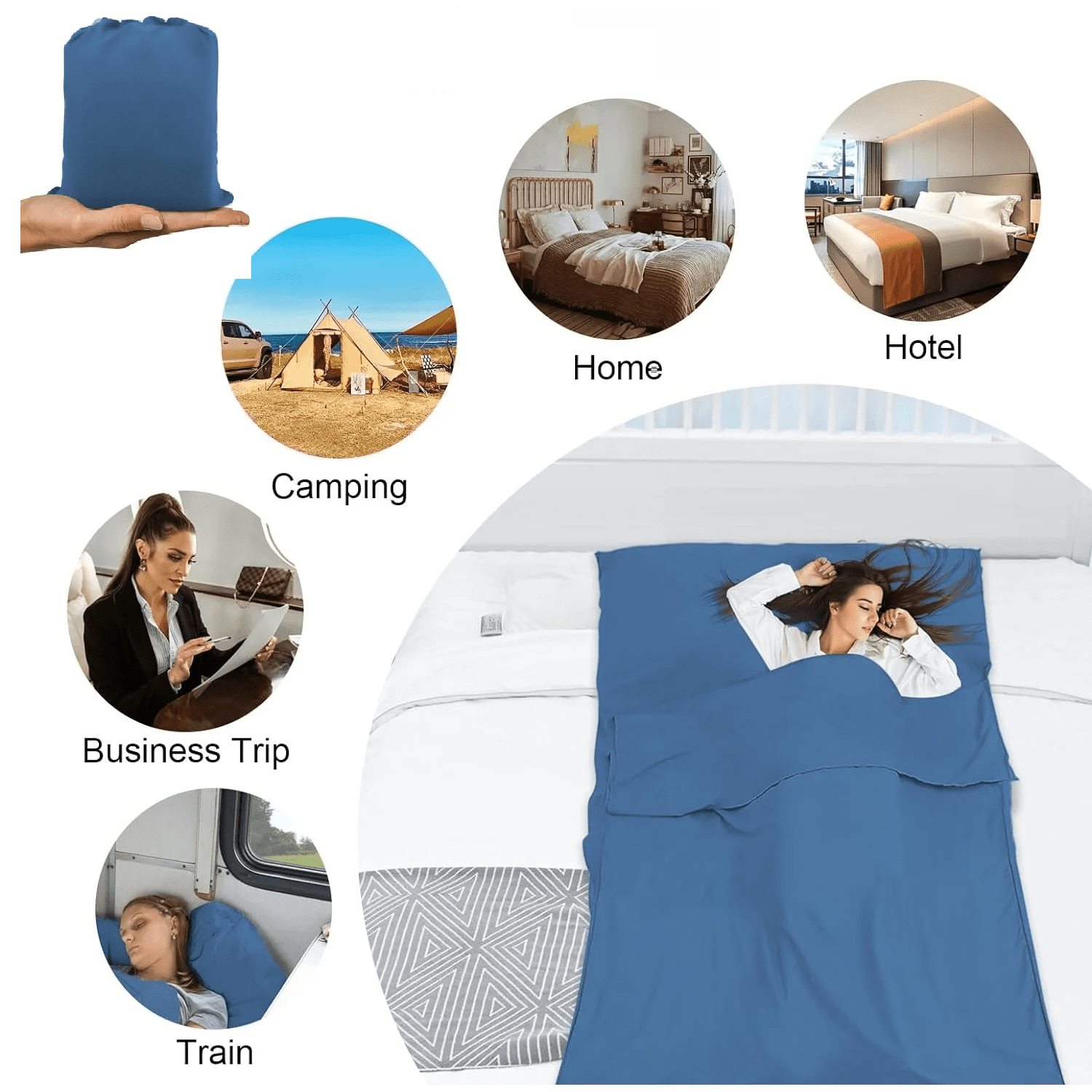 Sherry Sleeping Bag Liner, Lightweight Cotton Travel Sheet, Double ...