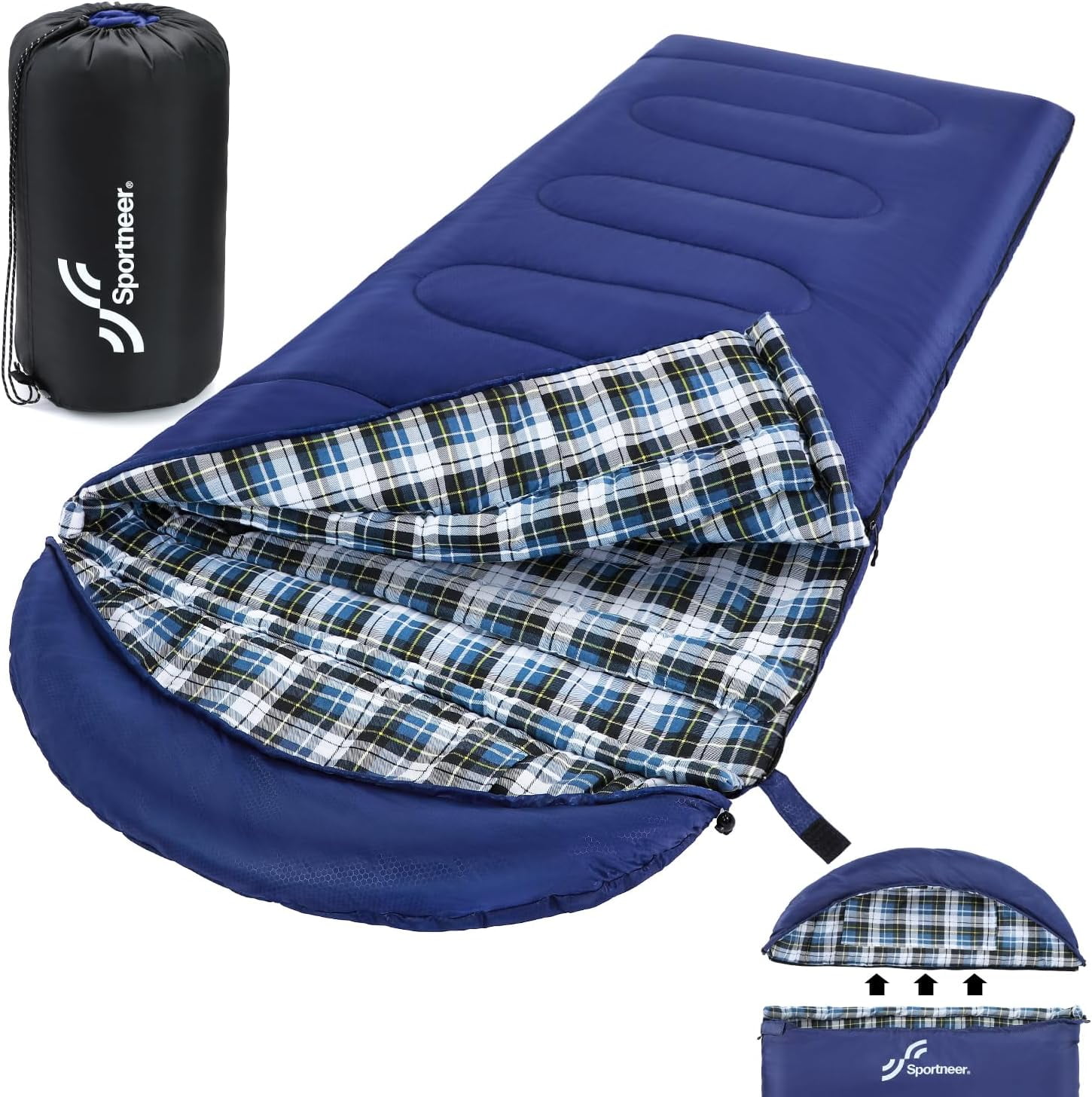 Sleeping Bags for Adults, 0 Degree Sleeping Bag XL Flannel Winter Cold Weather Sleeping Bag with ...