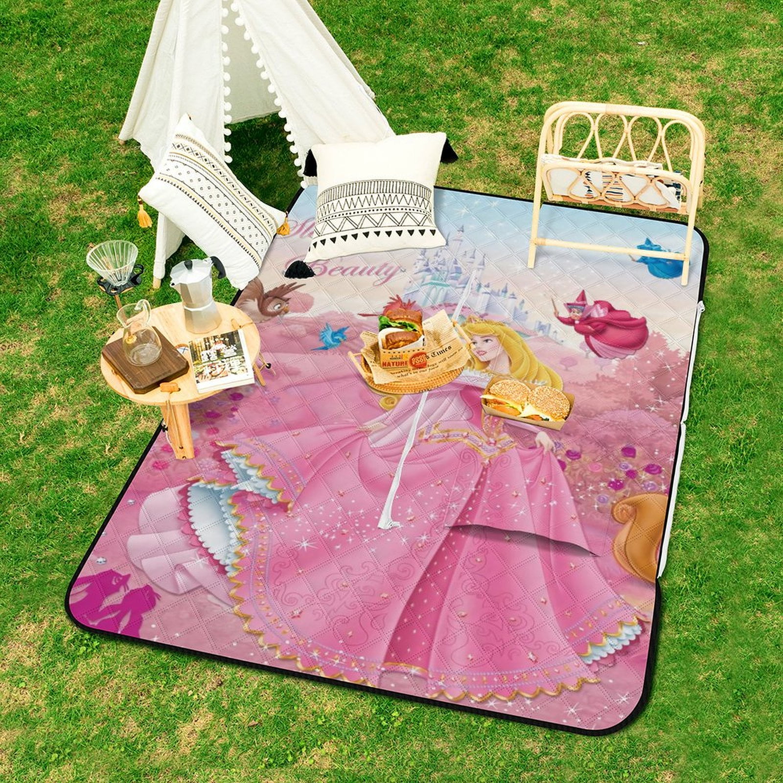 Sleeping Beauty Aurora Dreams Come True Picnic Blankets Extra Large - Beach Blanket Waterproof ...