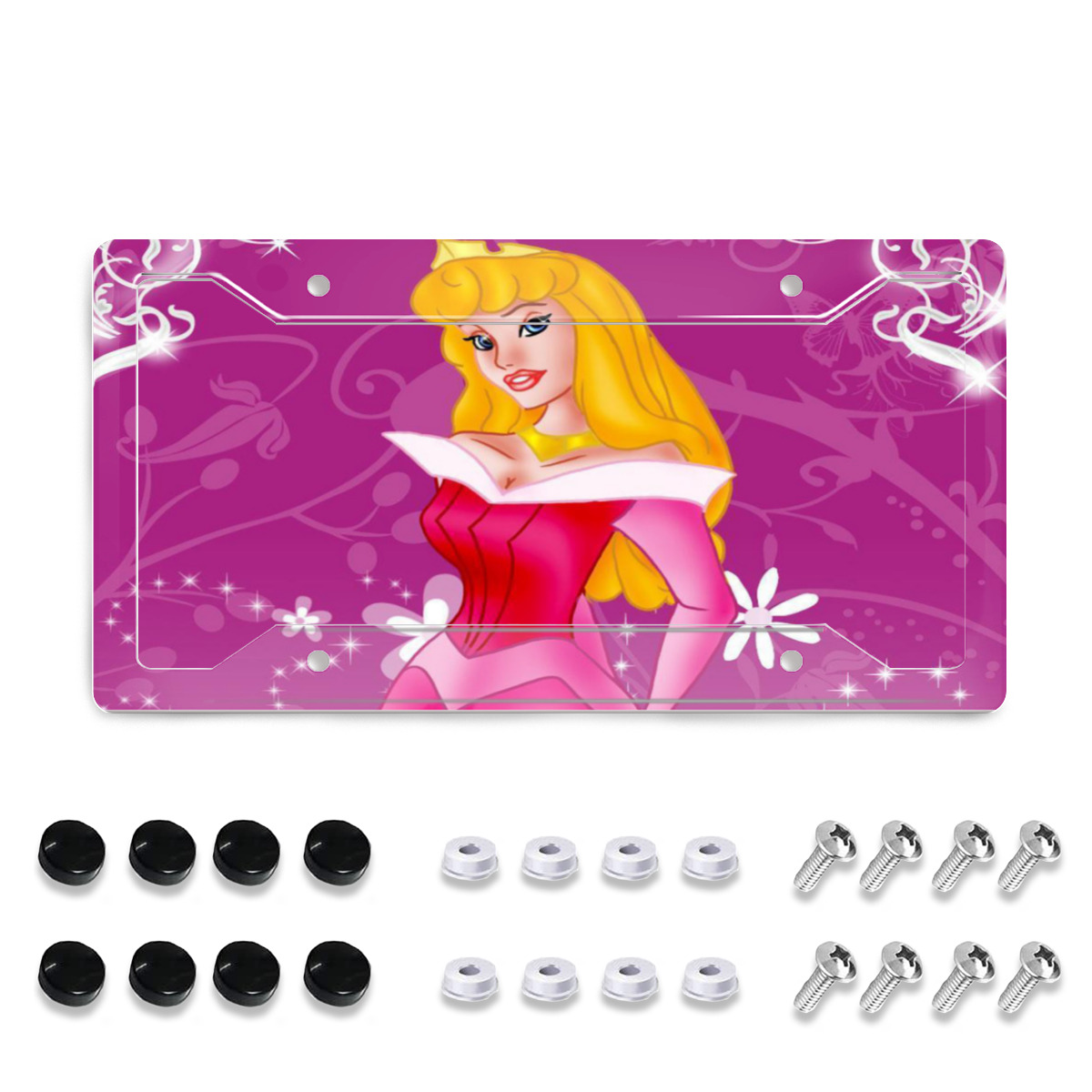 Sleeping Beauty License Plate Frame Set - 4-hole License Plate Frame ...