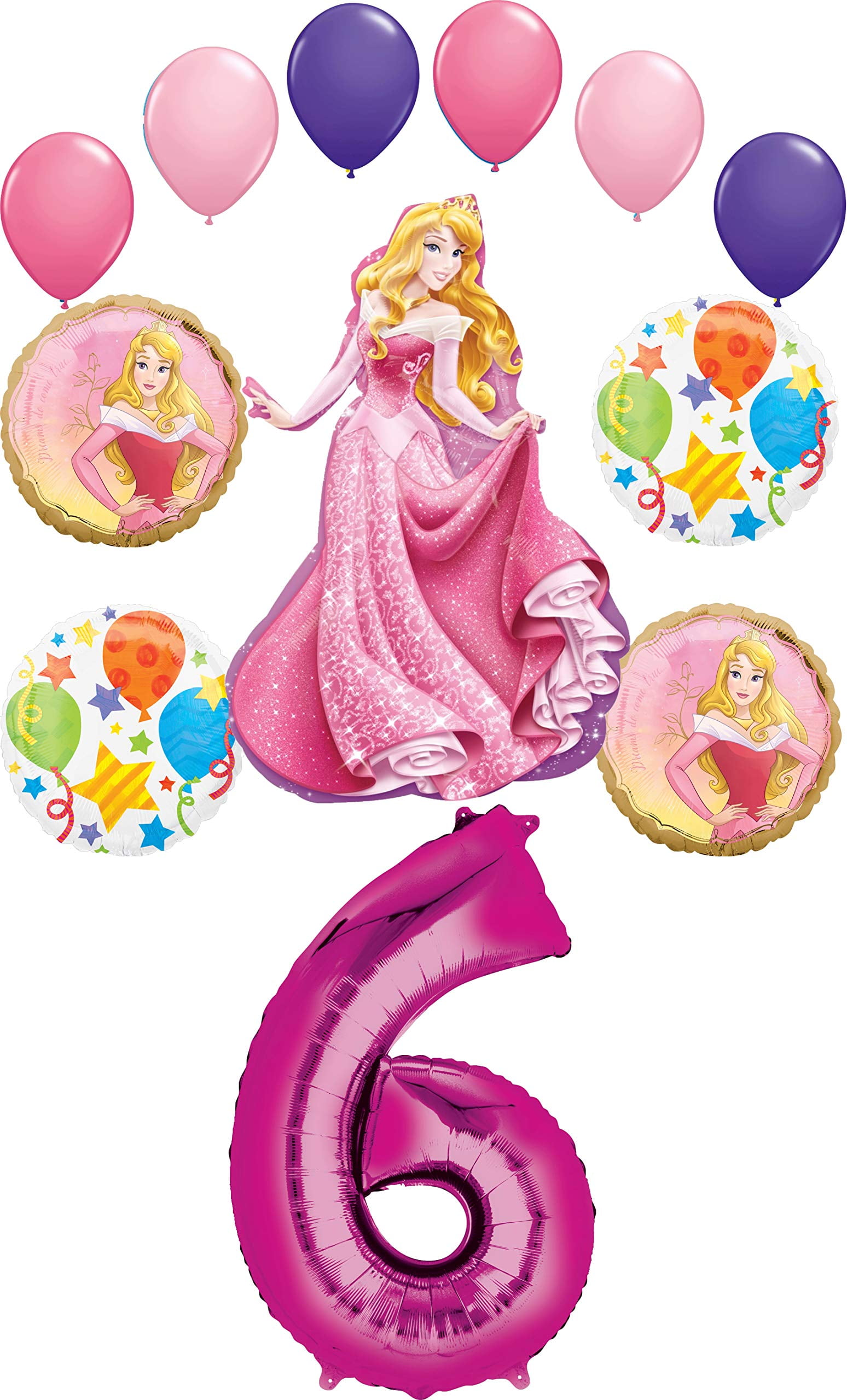Sleeping Beauty Party Supplies Princess 6th Birthday Balloon Bouquet ...