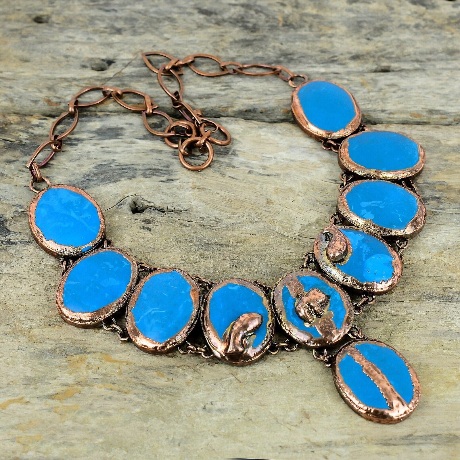 Sleeping Beauty Turquoise Copper Electroformed Chain Adjustable ...