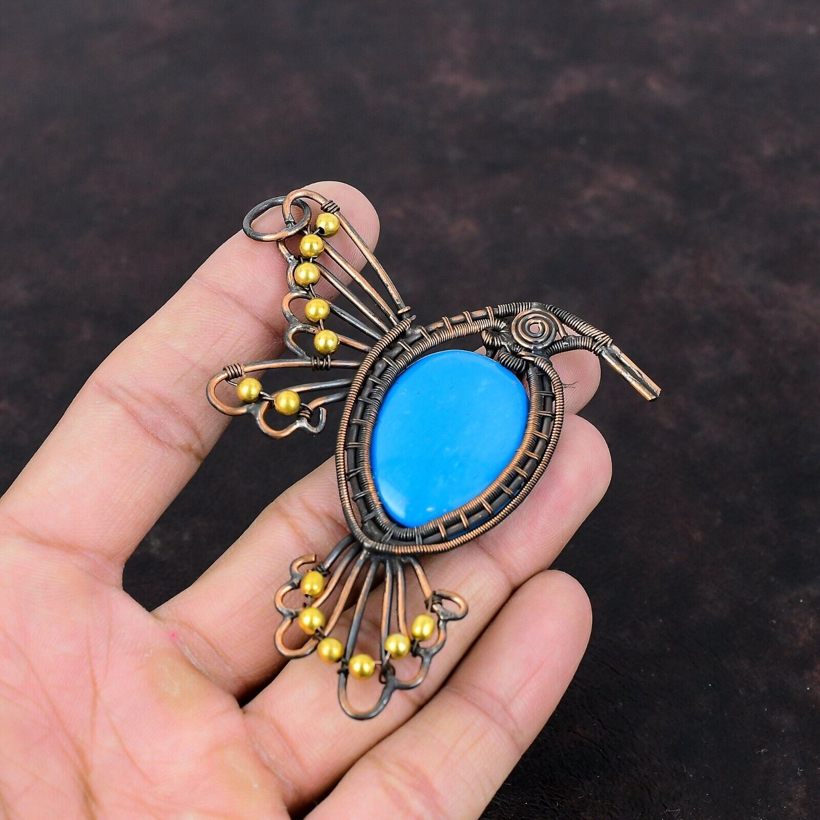 Sleeping Beauty Turquoise Copper Gift For Mother Wire Wrapped Bird ...