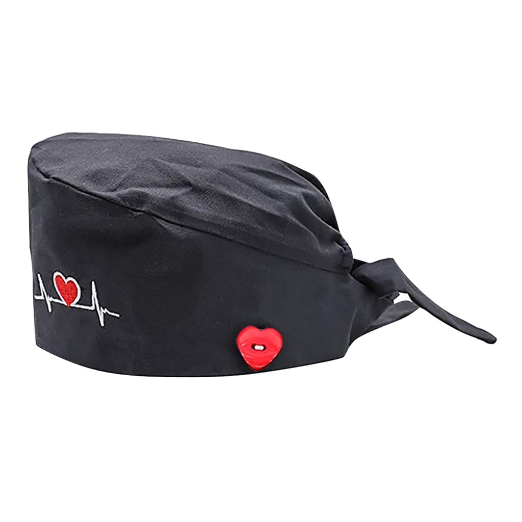 BWASD Sleeping BonnetFashion Printed Button Work Hat Casual Uni Scrub ...