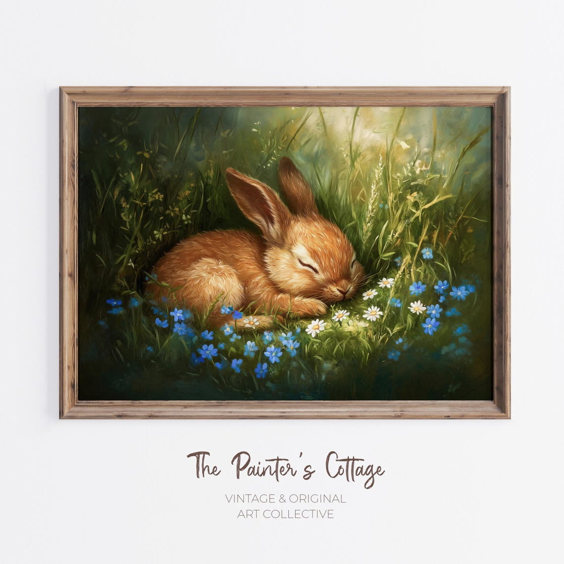 Sleeping Bunny Print, Rustic Farmhouse Decor, Soft Pastel Wall Art ...