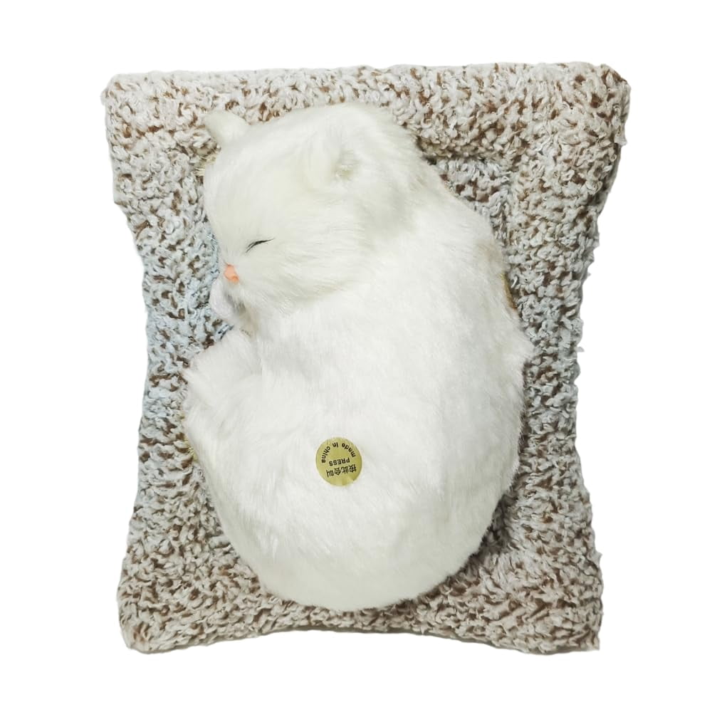 Sleeping Cat Stuffed Toy with Meow Sound | Cat Soft Toys (White ...