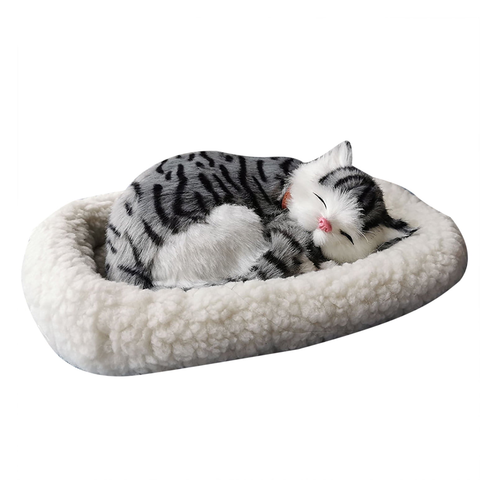 Sleeping Cat Toy 12-Inch Realistic Sleeping Plush Breathing Cat Plush ...