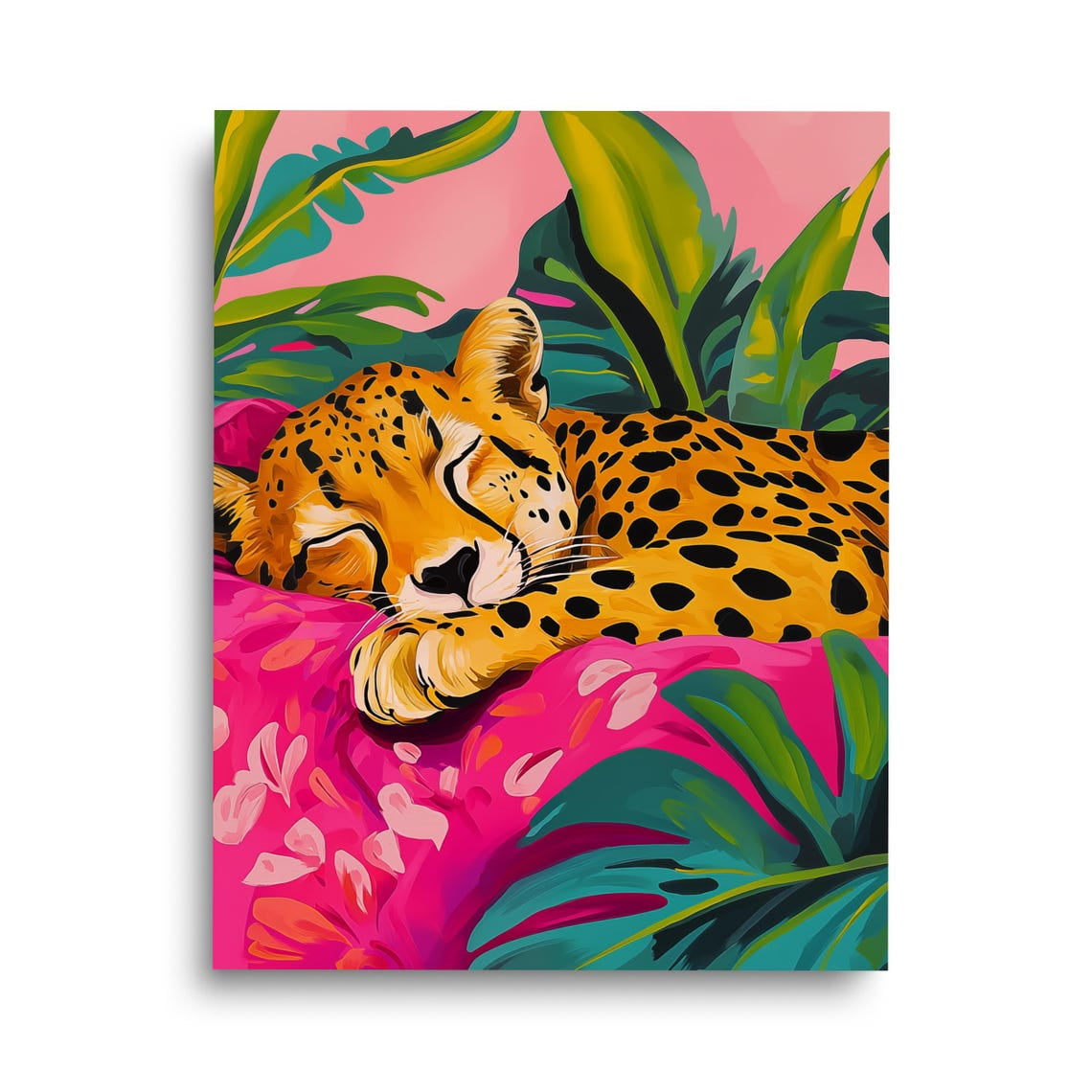 Sleeping Cheetah Print, Retro Maximalist Wildlife Wall Art, Exotic ...