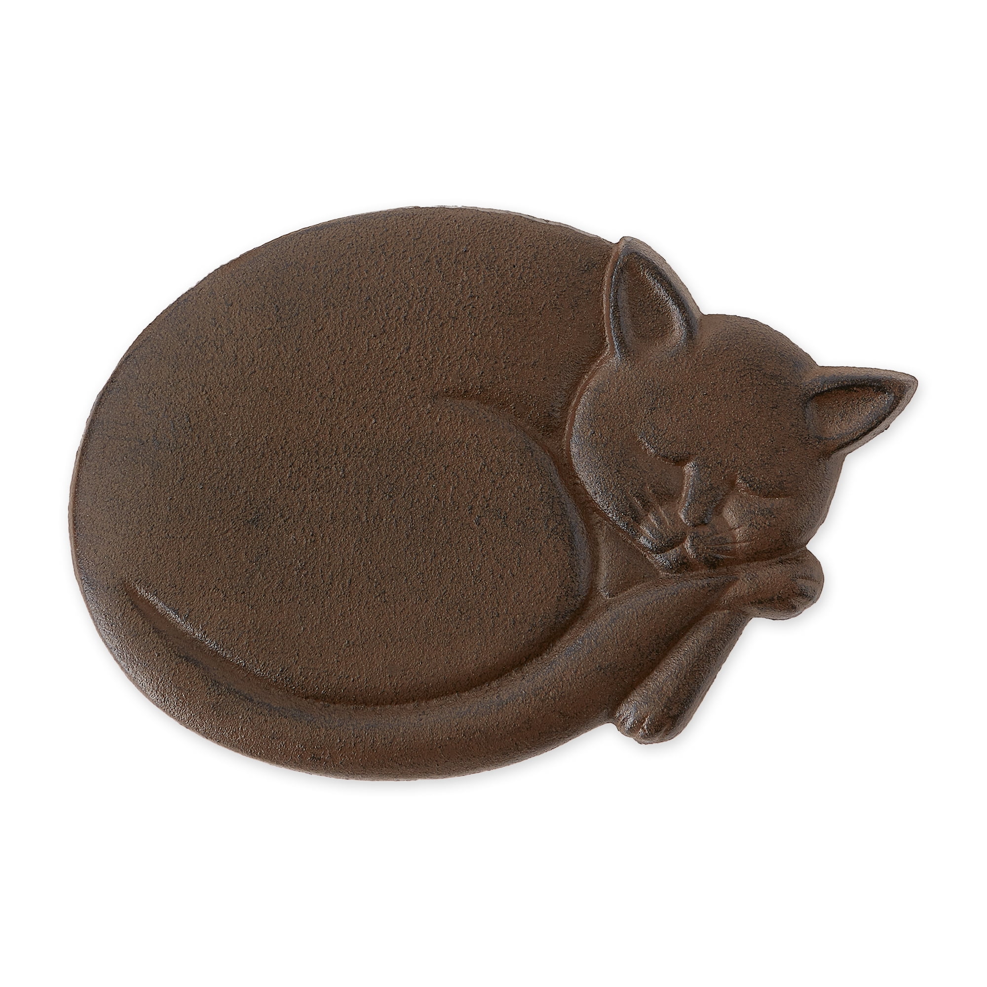 Decorative Outdoor Garden Lawn Sleeping Curled Cat Cast Iron Stepping ...